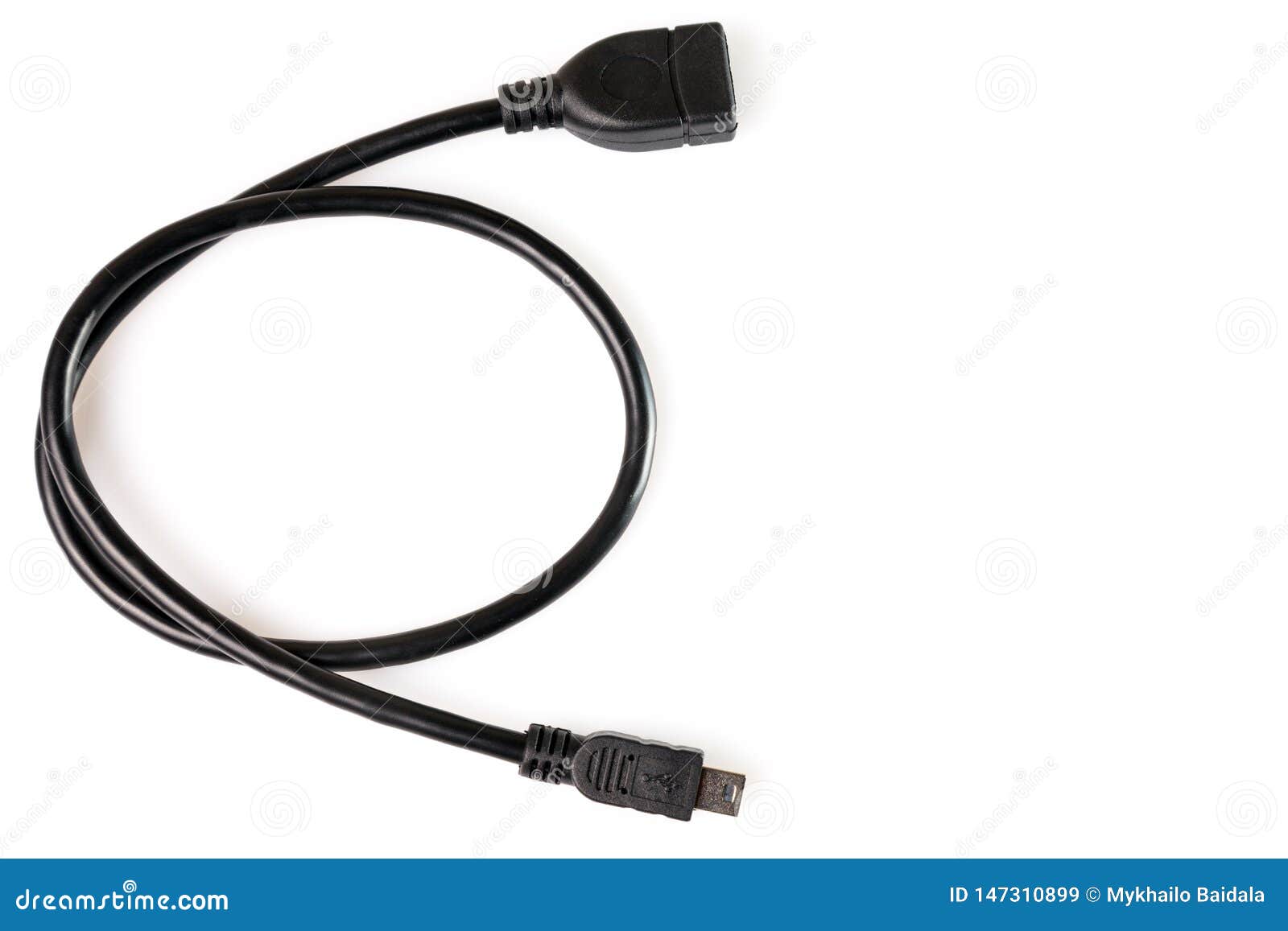 USB Data & Power Cable Isolated on White Background. Close Up Stock ...