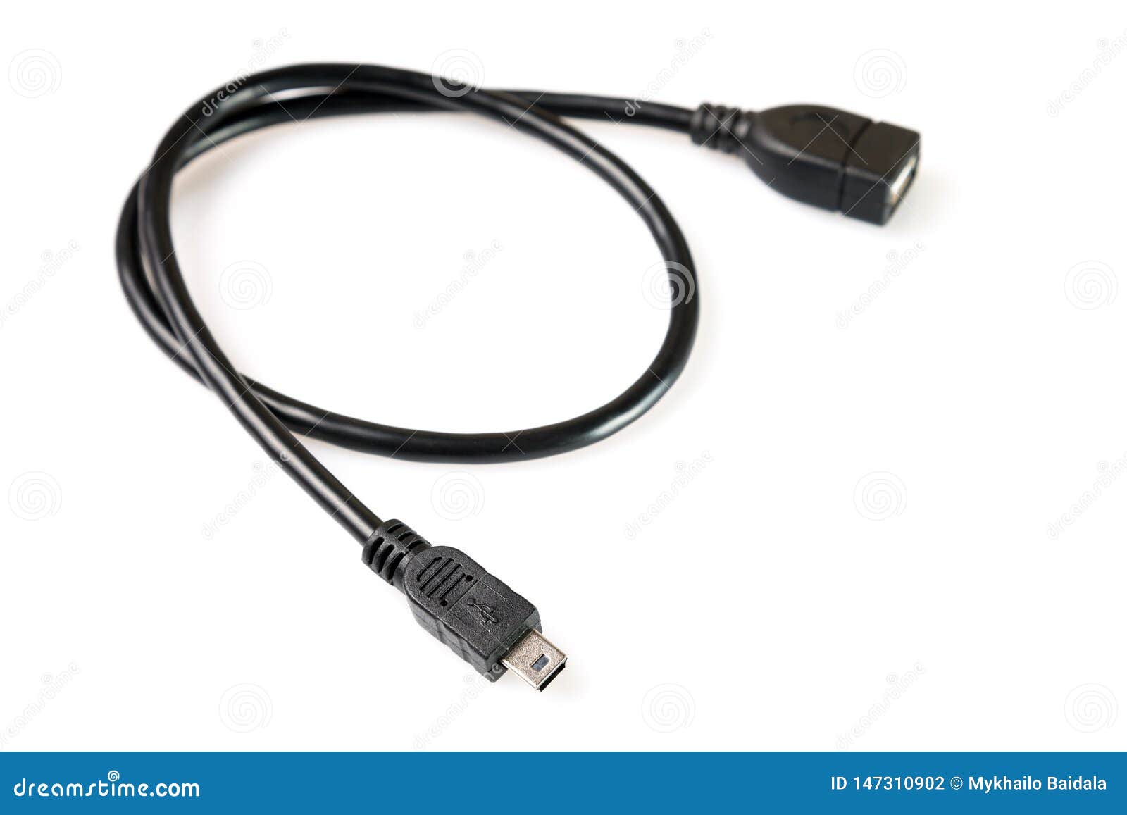 USB Data & Power Cable Isolated on White Background. Close Up Stock ...
