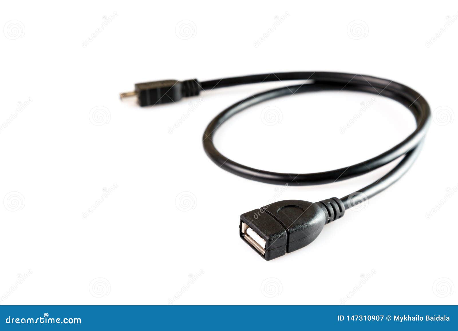 USB Data & Power Cable Isolated on White Background. Close Up Stock ...