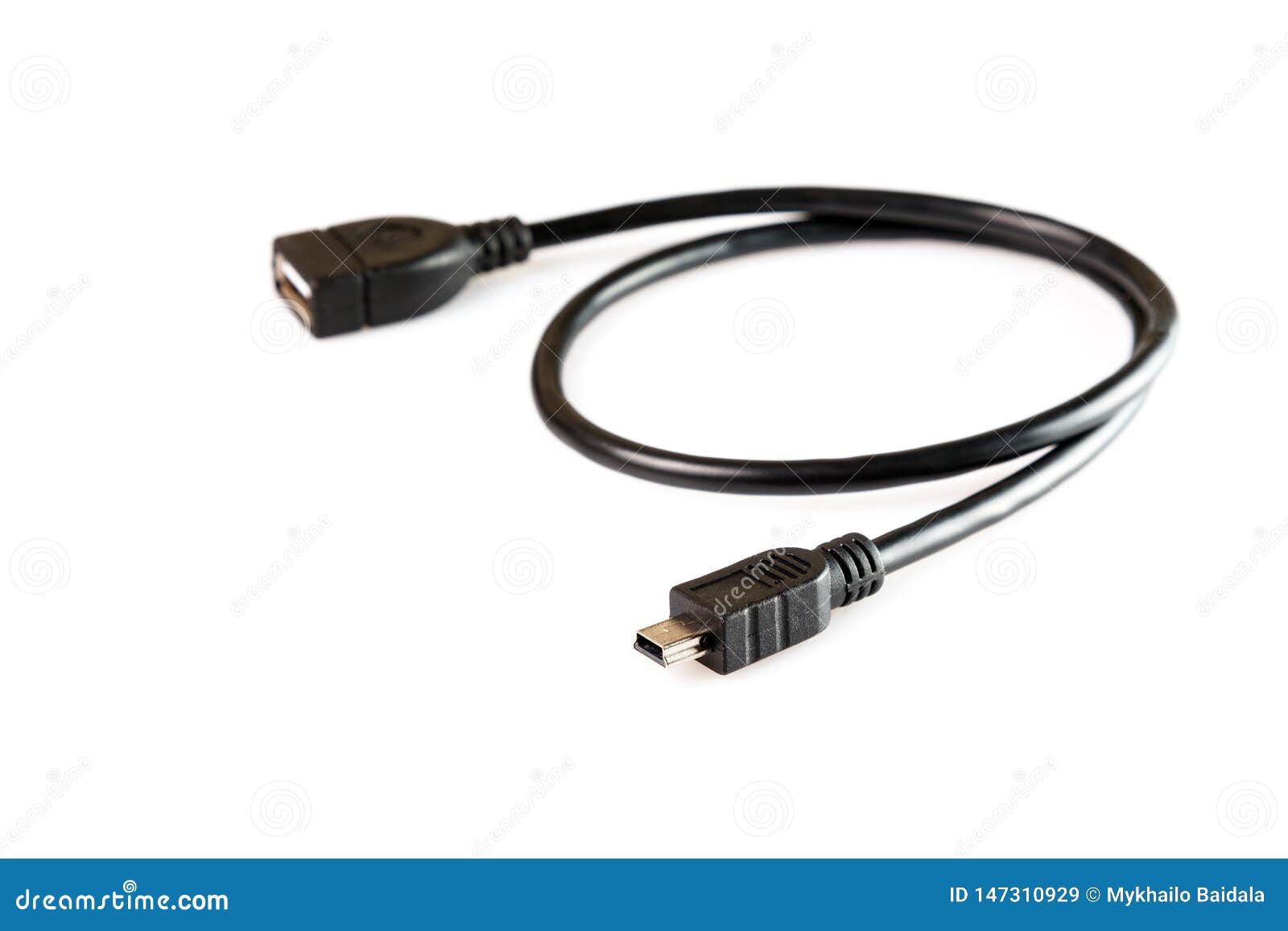 USB Data & Power Cable Isolated on White Background. Close Up Stock ...