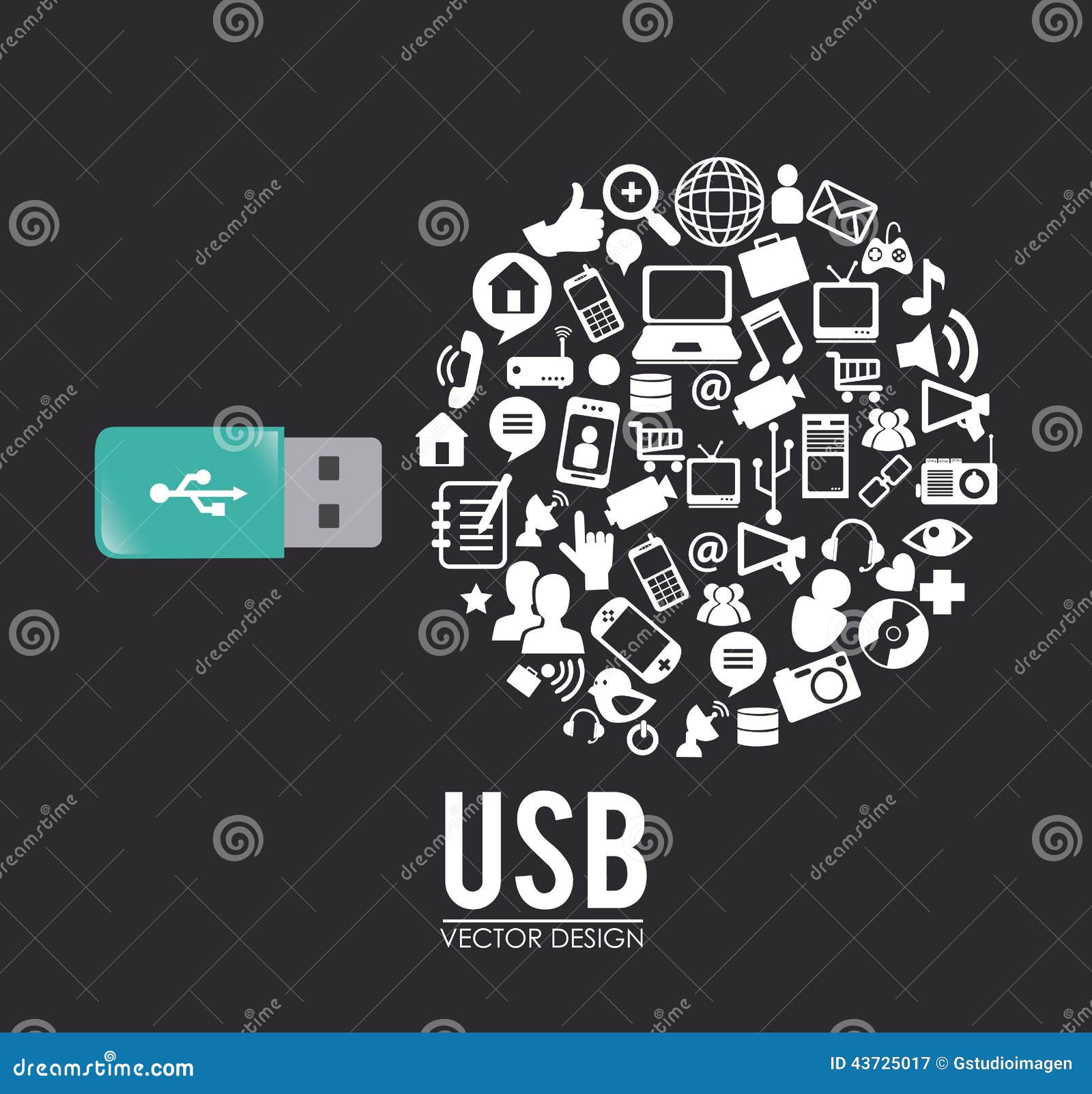 USB design stock vector. Illustration of storage, digital - 43725017