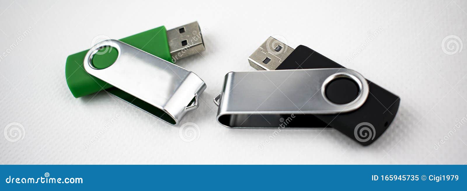 USB Devices for Data Storage Made of Plastic and Metal, Open, on White ...
