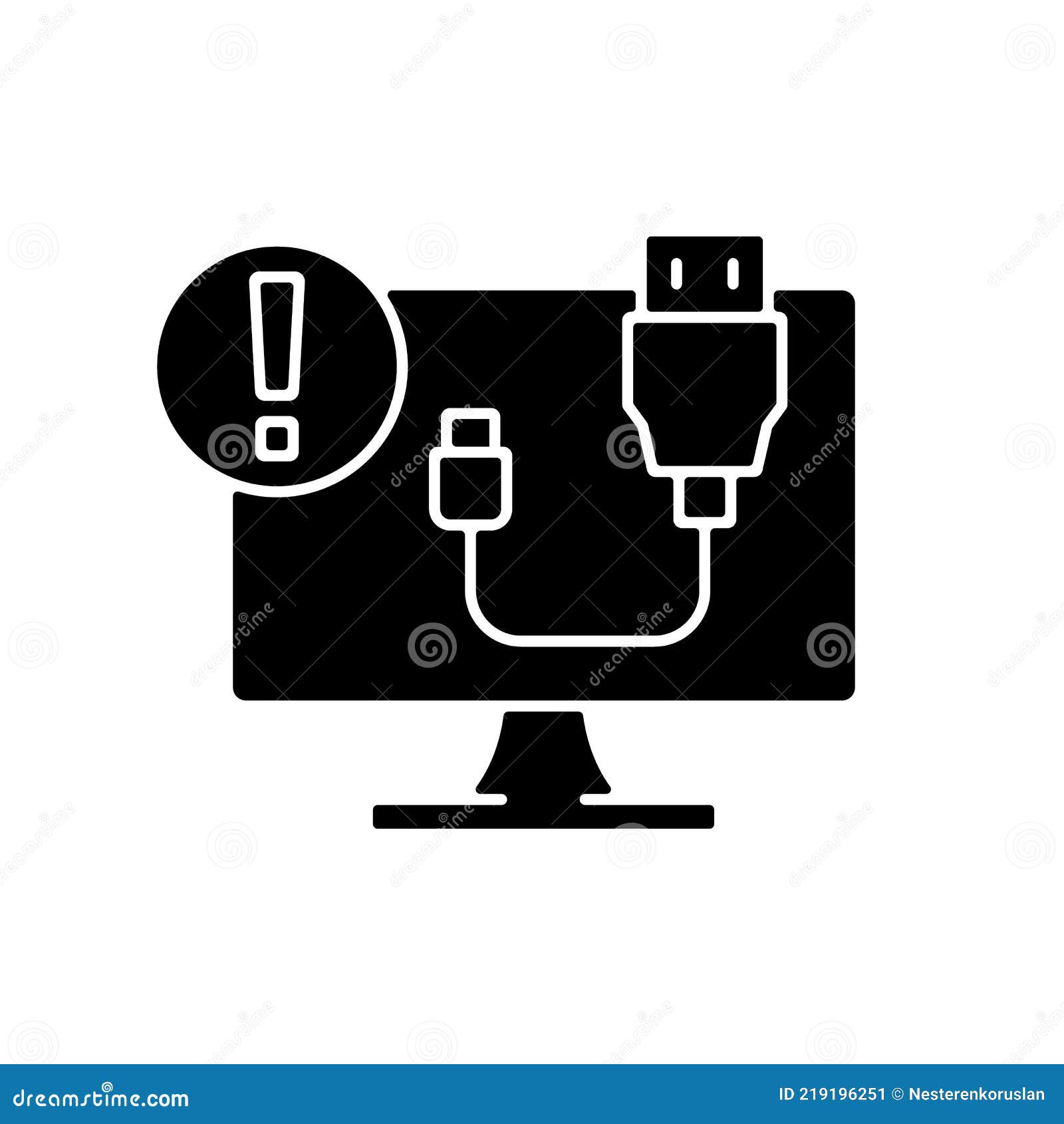 USB Does Not Work Black Glyph Icon Stock Vector - Illustration of ...