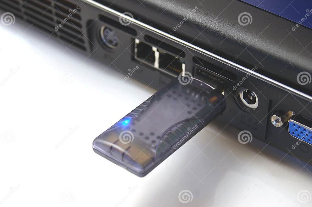 Usb Dongle Connected To Laptop Stock Photo - Image of connectivity ...