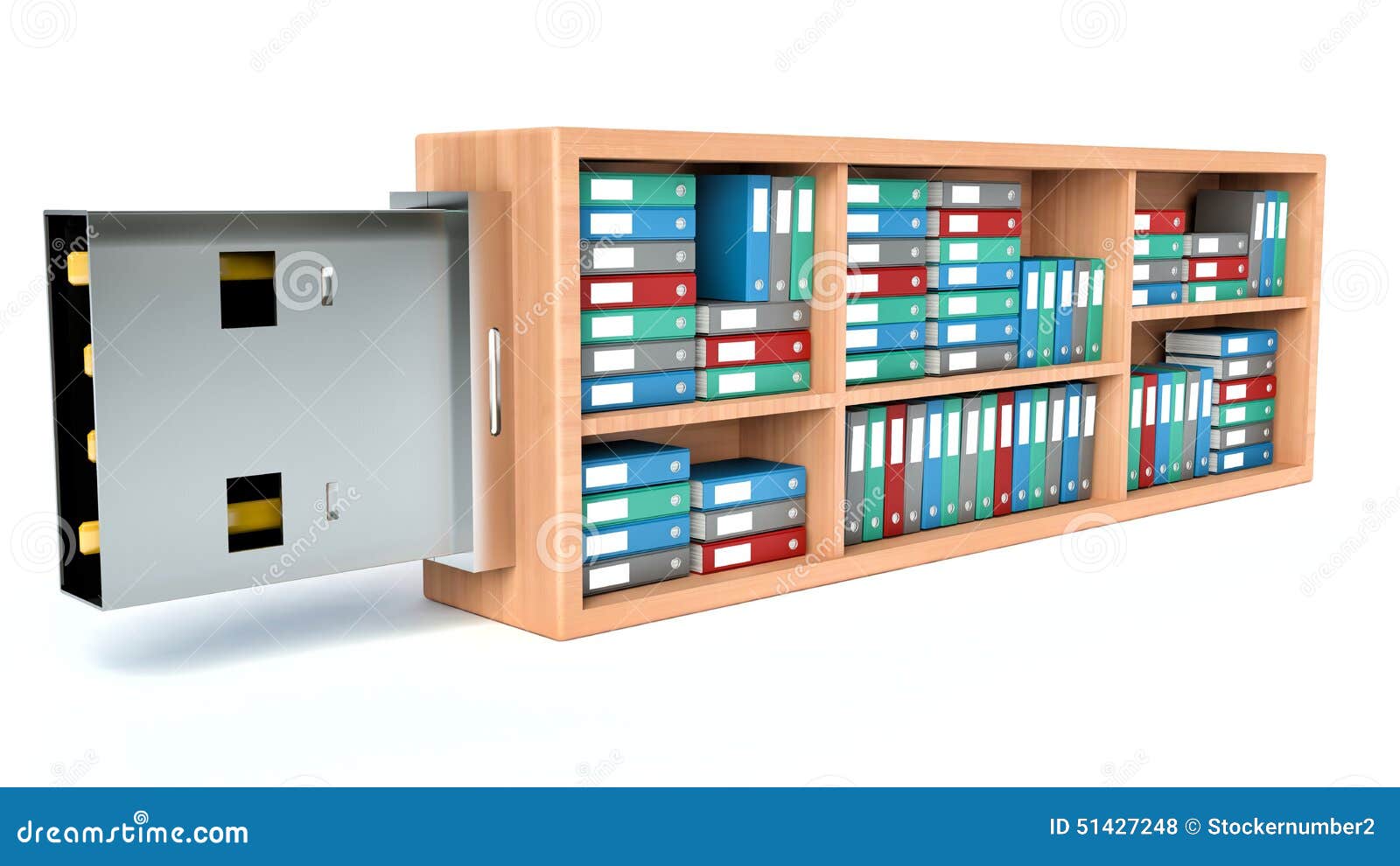 Usb drive with file folder stock illustration. Illustration of closeup ...