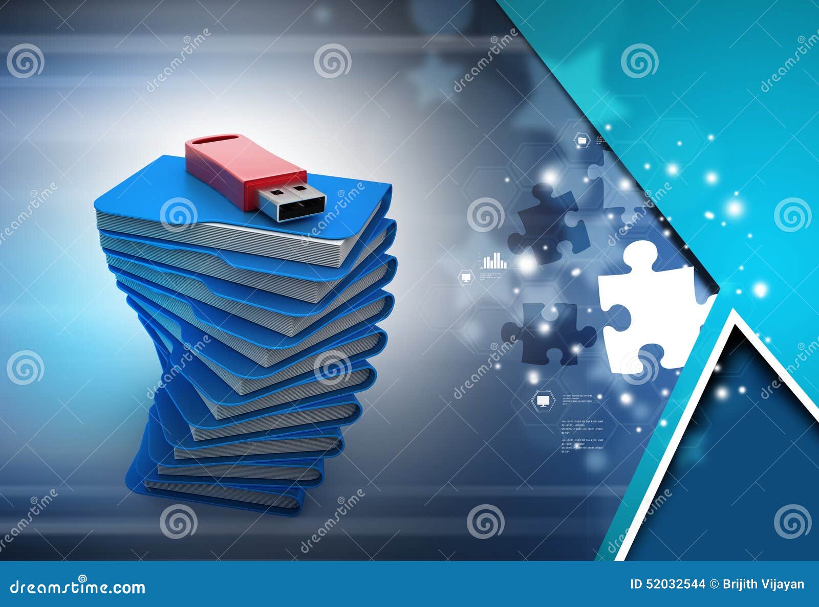 Usb drive with file folder stock illustration. Illustration of code ...