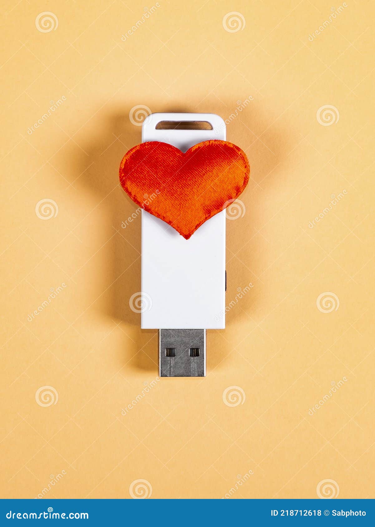 USB Drive with a Heart stock photo. Image of data, message - 218712618