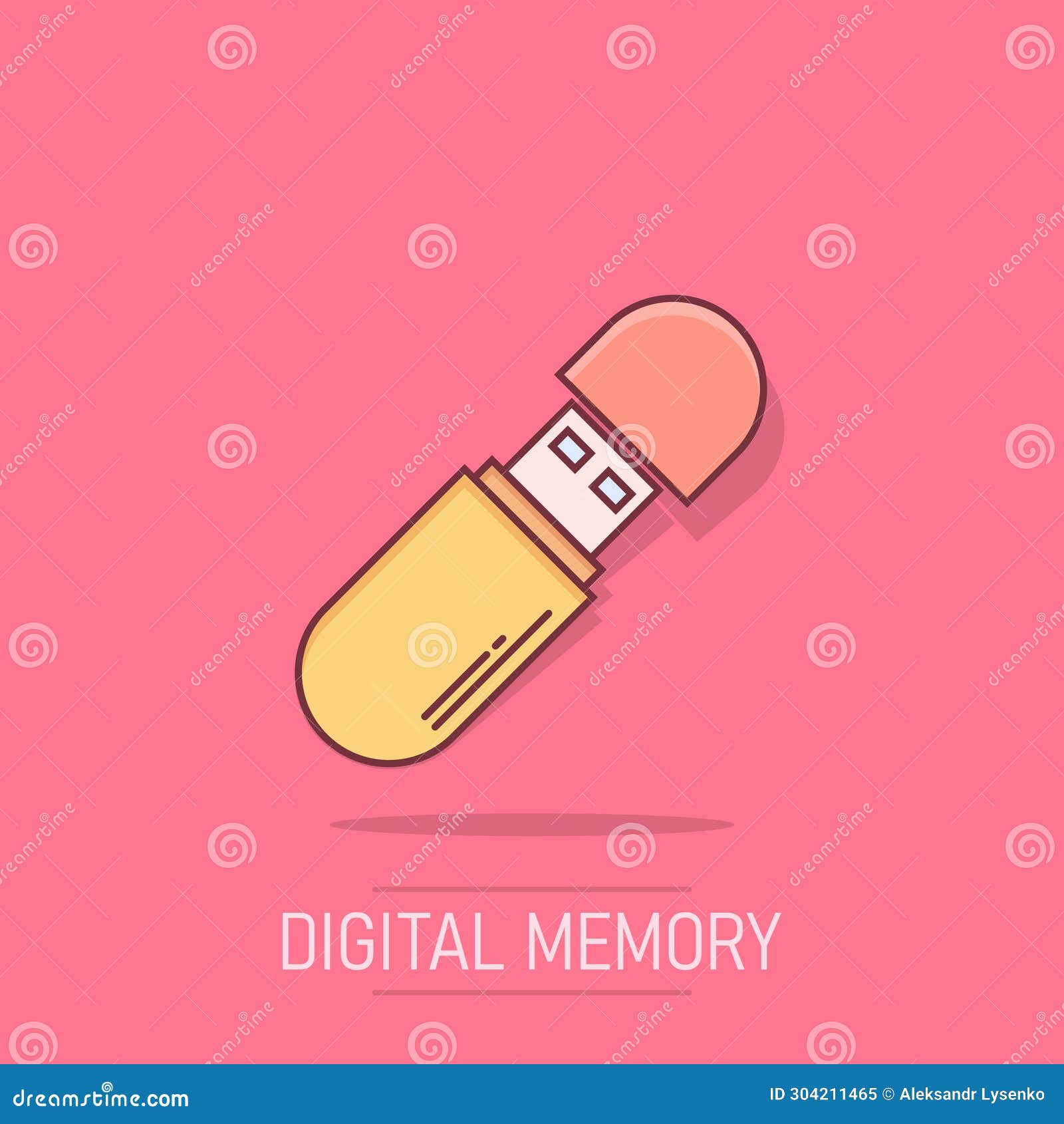Usb Drive Icon in Comic Style. Flash Disk Vector Cartoon Illustration ...