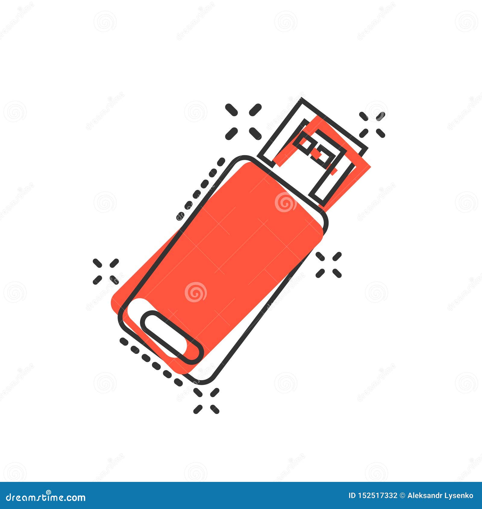 Usb Drive Icon In Comic Style. Flash Disk Vector Cartoon Illustration ...