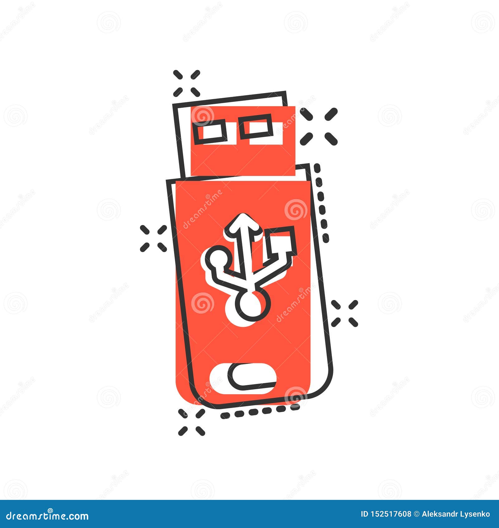 Usb Drive Icon in Comic Style. Flash Disk Vector Cartoon Illustration ...