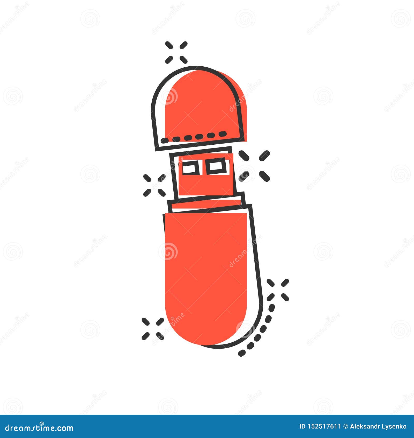 Usb Drive Icon in Comic Style. Flash Disk Vector Cartoon Illustration ...