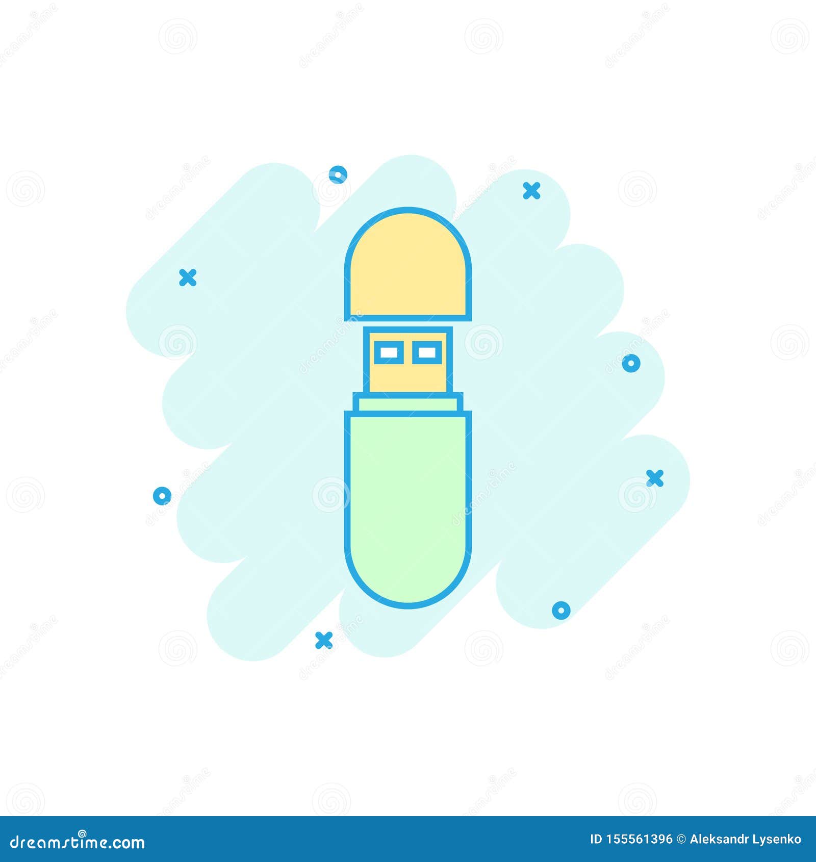 Usb Drive Icon in Comic Style. Flash Disk Vector Cartoon Illustration ...