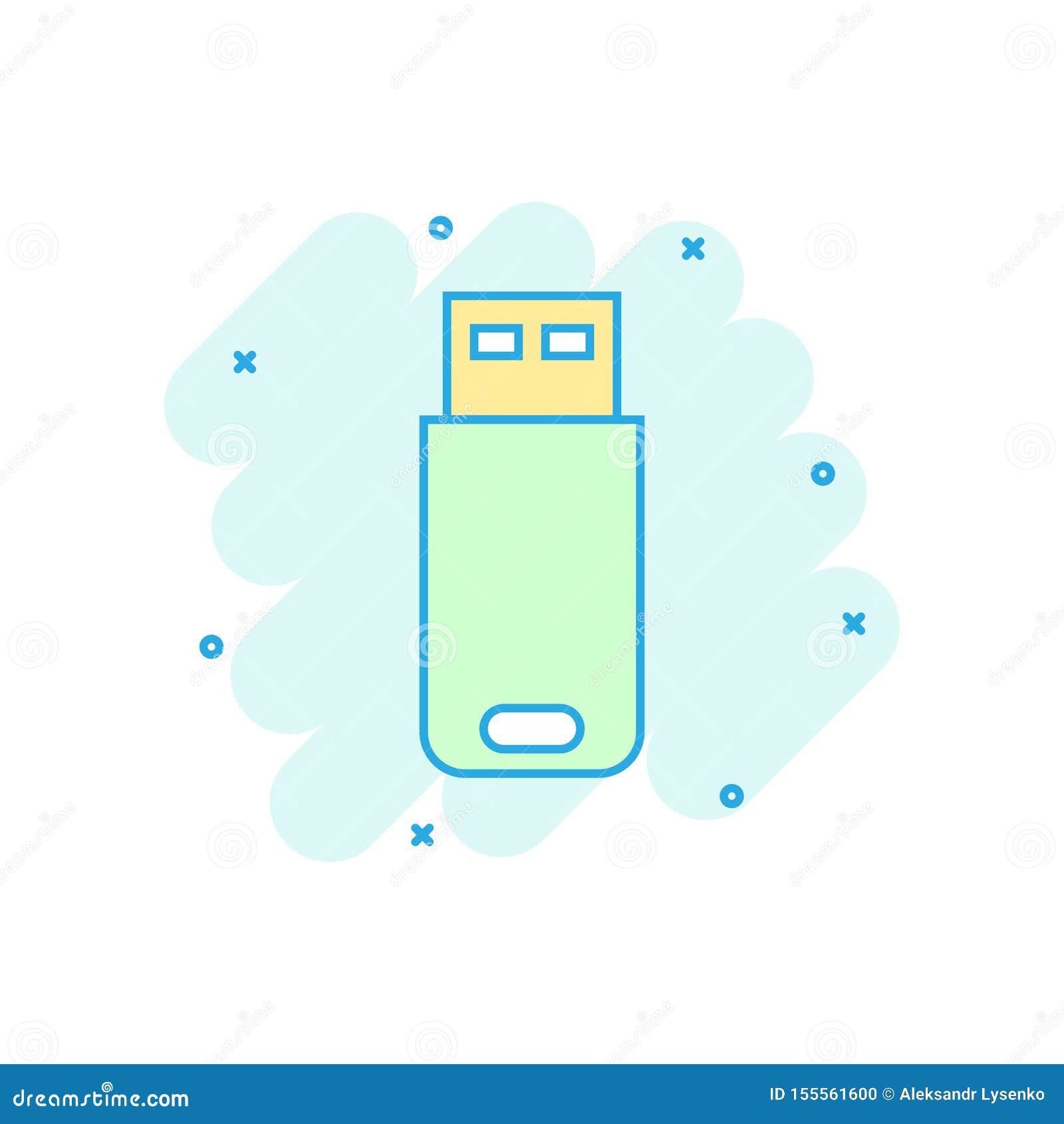 Usb Drive Icon in Comic Style. Flash Disk Vector Cartoon Illustration ...