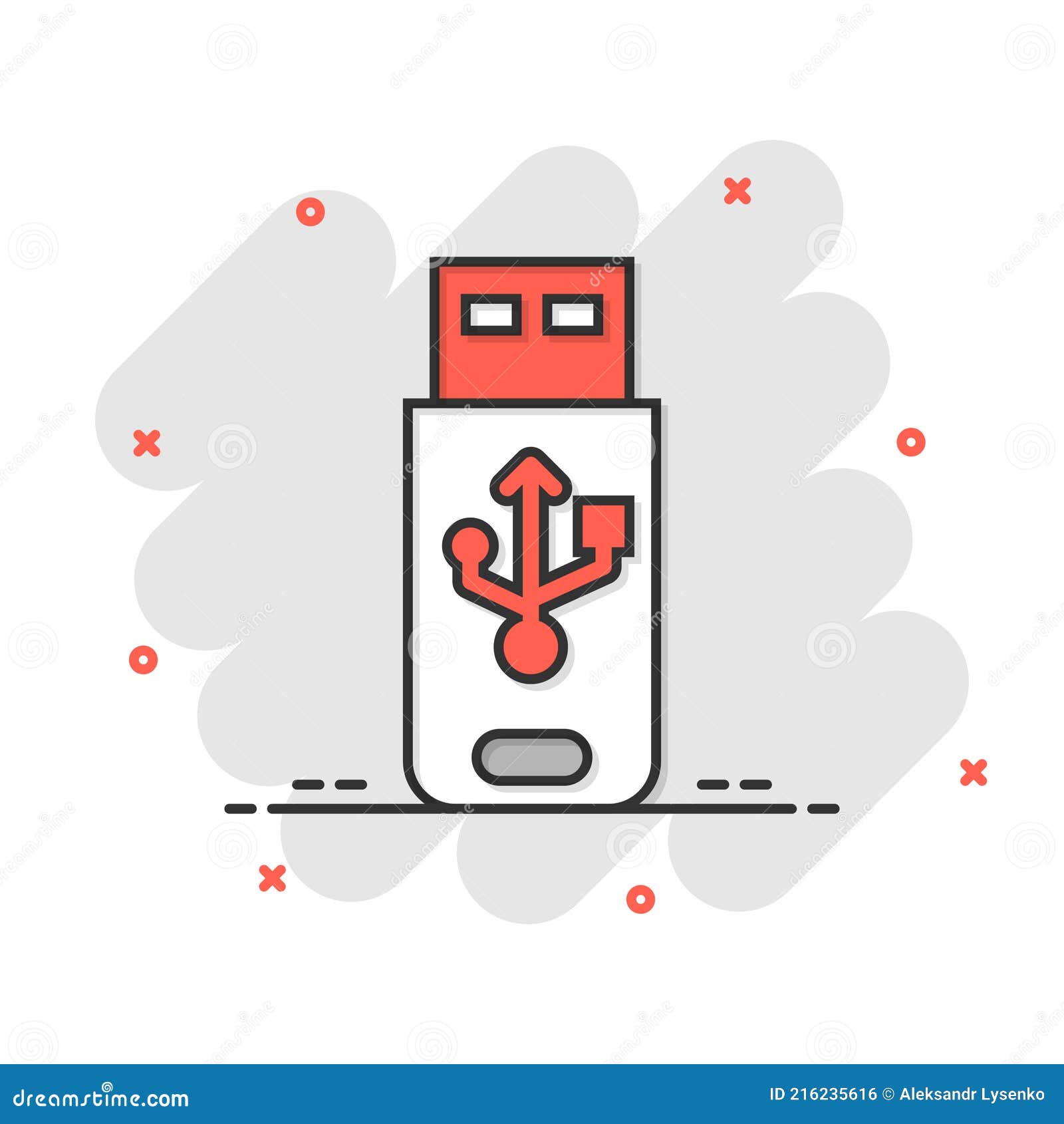 Usb Drive Icon in Comic Style. Flash Disk Vector Cartoon Illustration ...