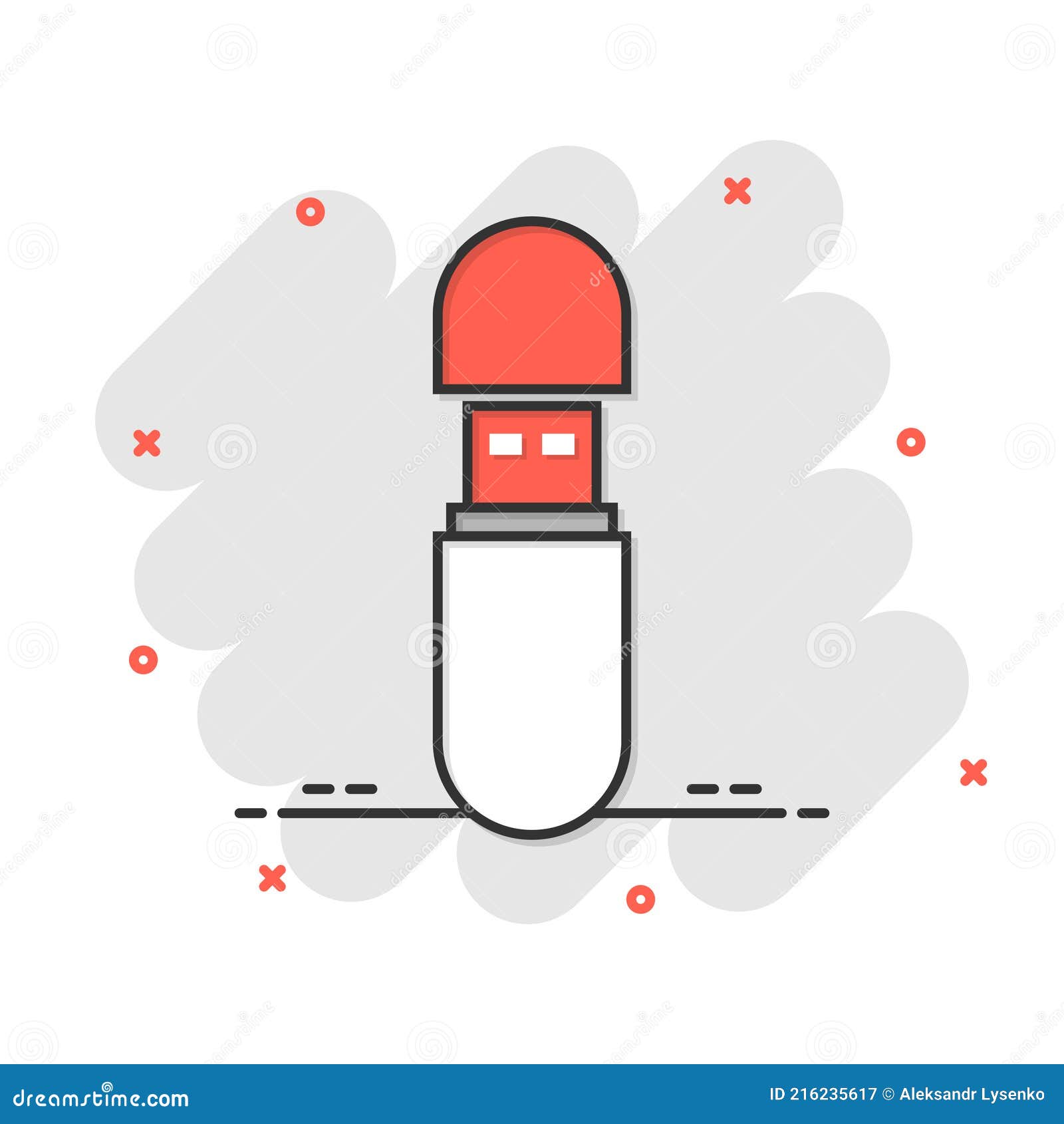 Usb Drive Icon In Comic Style. Flash Disk Vector Cartoon Illustration ...