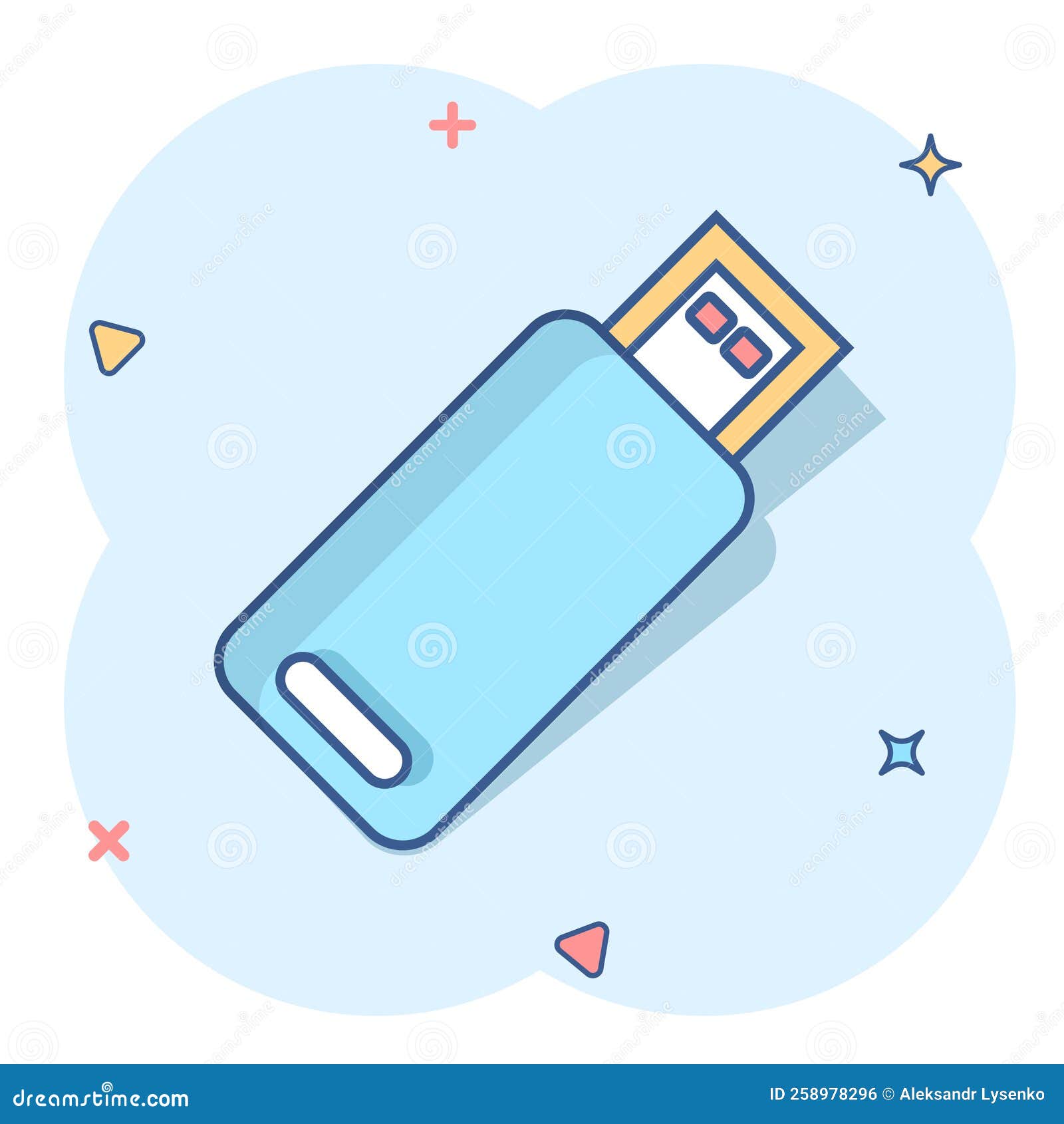 Usb Drive Icon in Comic Style. Flash Disk Vector Cartoon Illustration ...