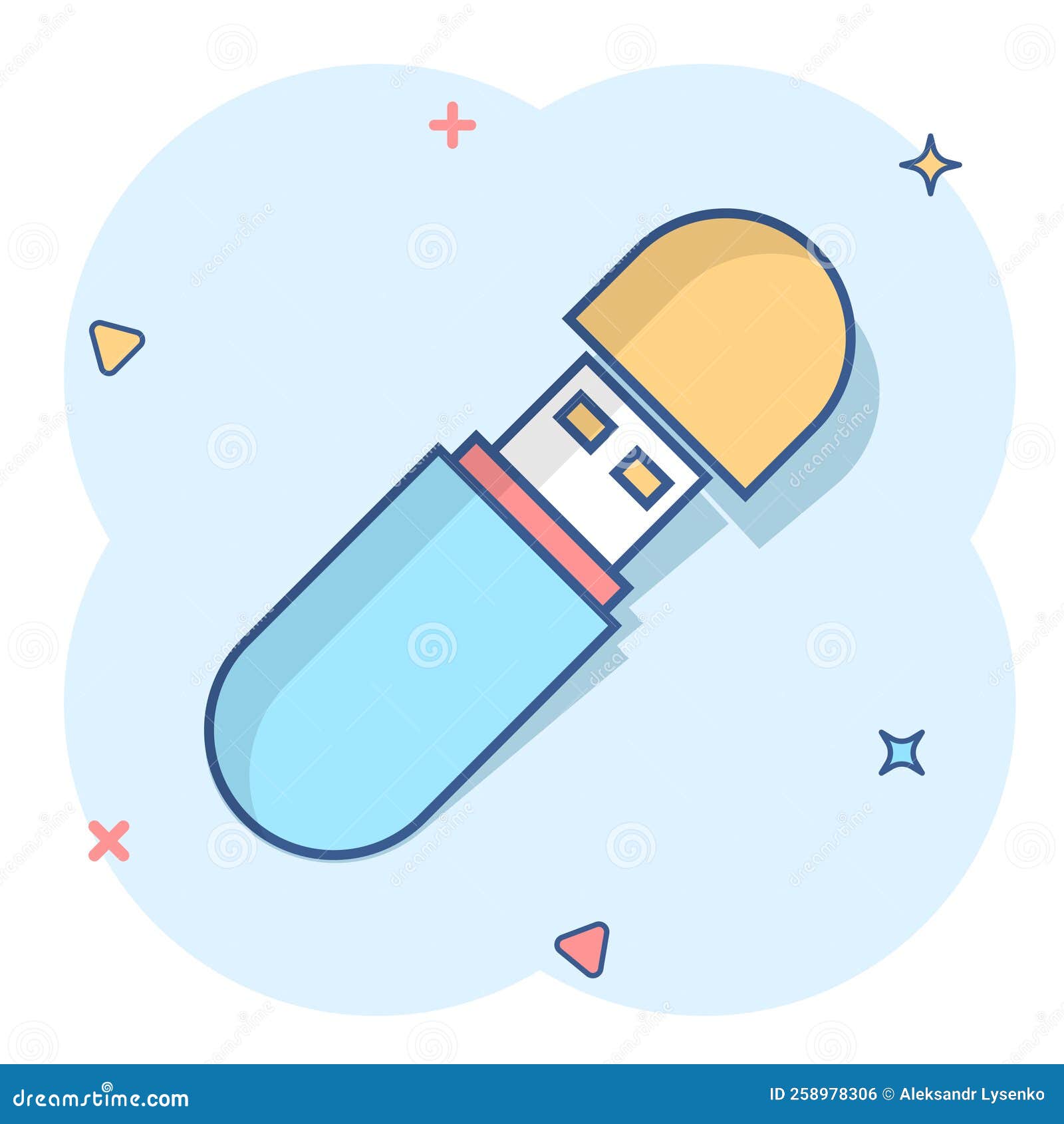 Usb Drive Icon in Comic Style. Flash Disk Vector Cartoon Illustration ...