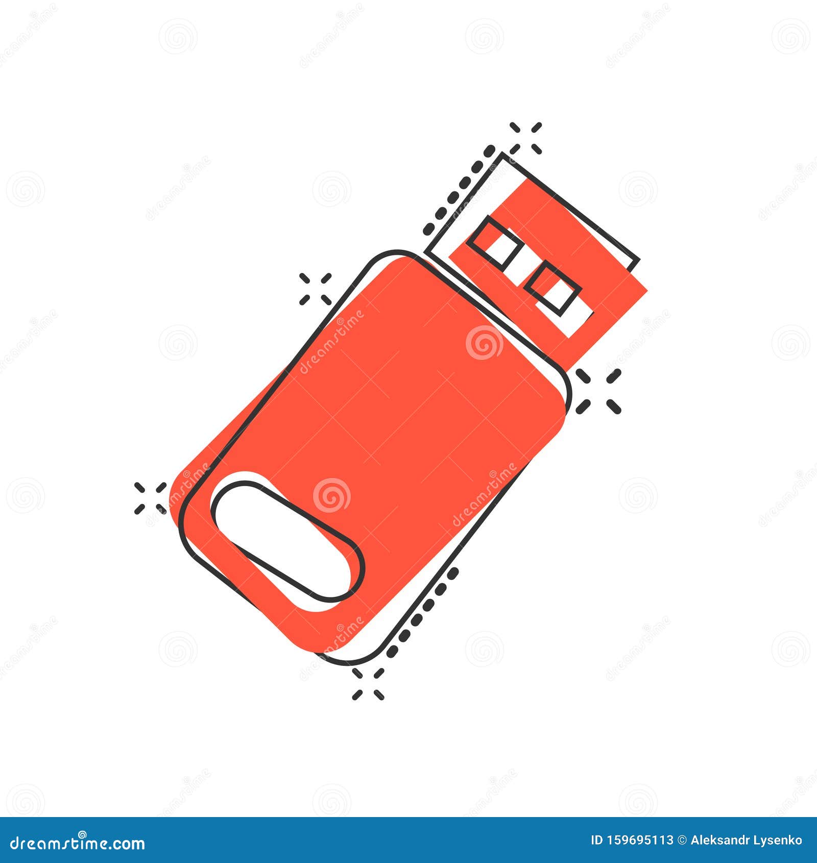 Usb Drive Icon in Comic Style. Flash Disk Vector Cartoon Illustration ...
