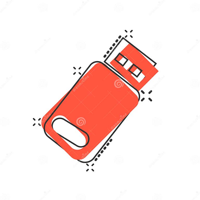 Usb Drive Icon in Comic Style. Flash Disk Vector Cartoon Illustration ...