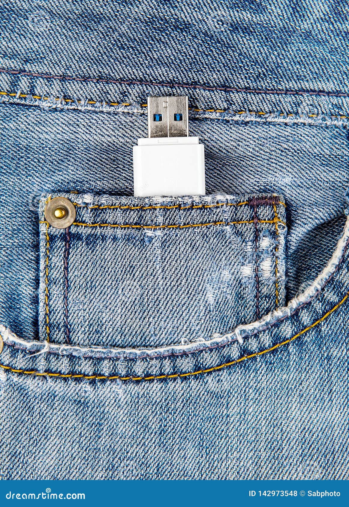 USB Drive in the Pocket stock photo. Image of metaphor - 142973548