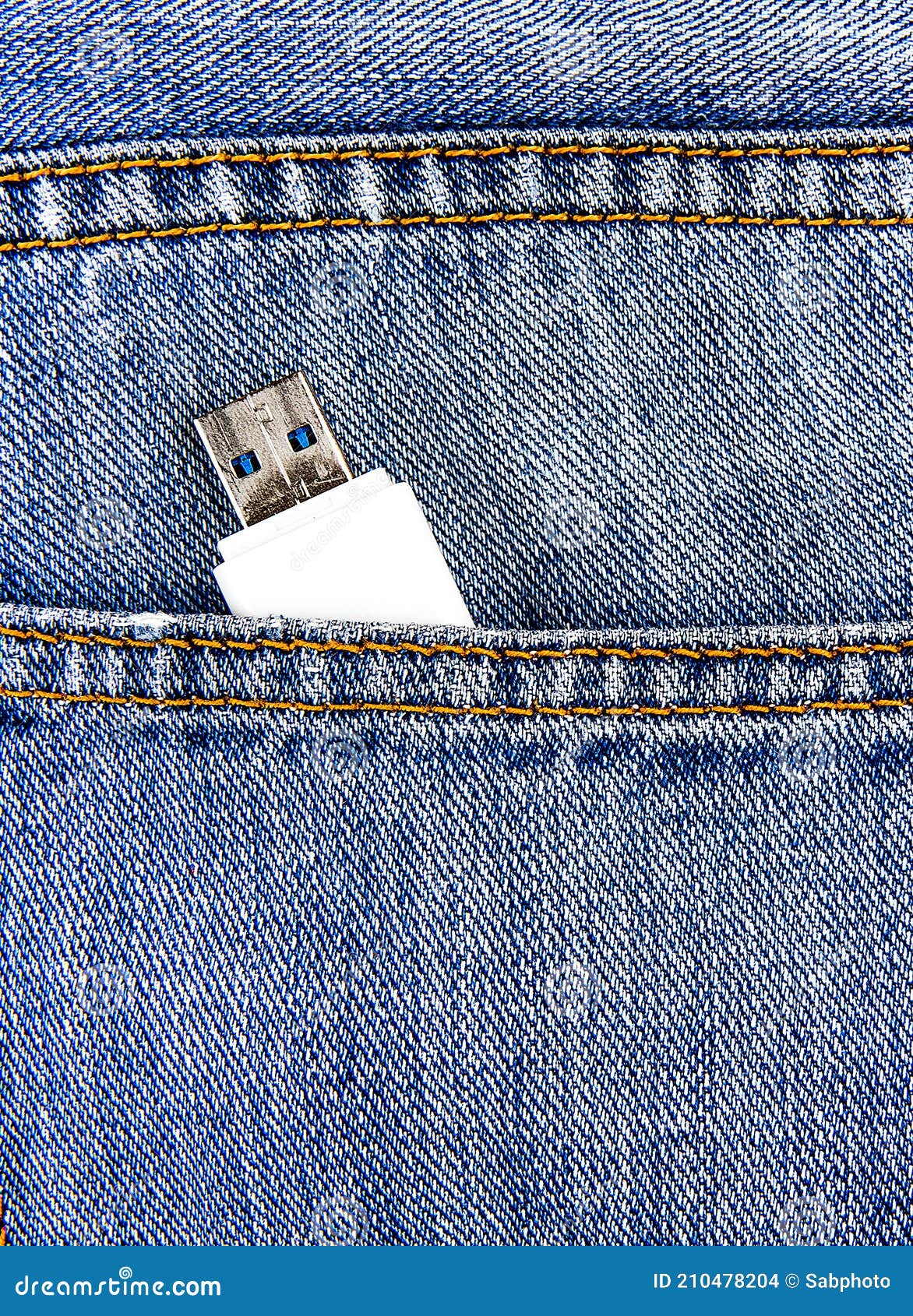 USB drive in the pocket stock photo. Image of drive - 210478204
