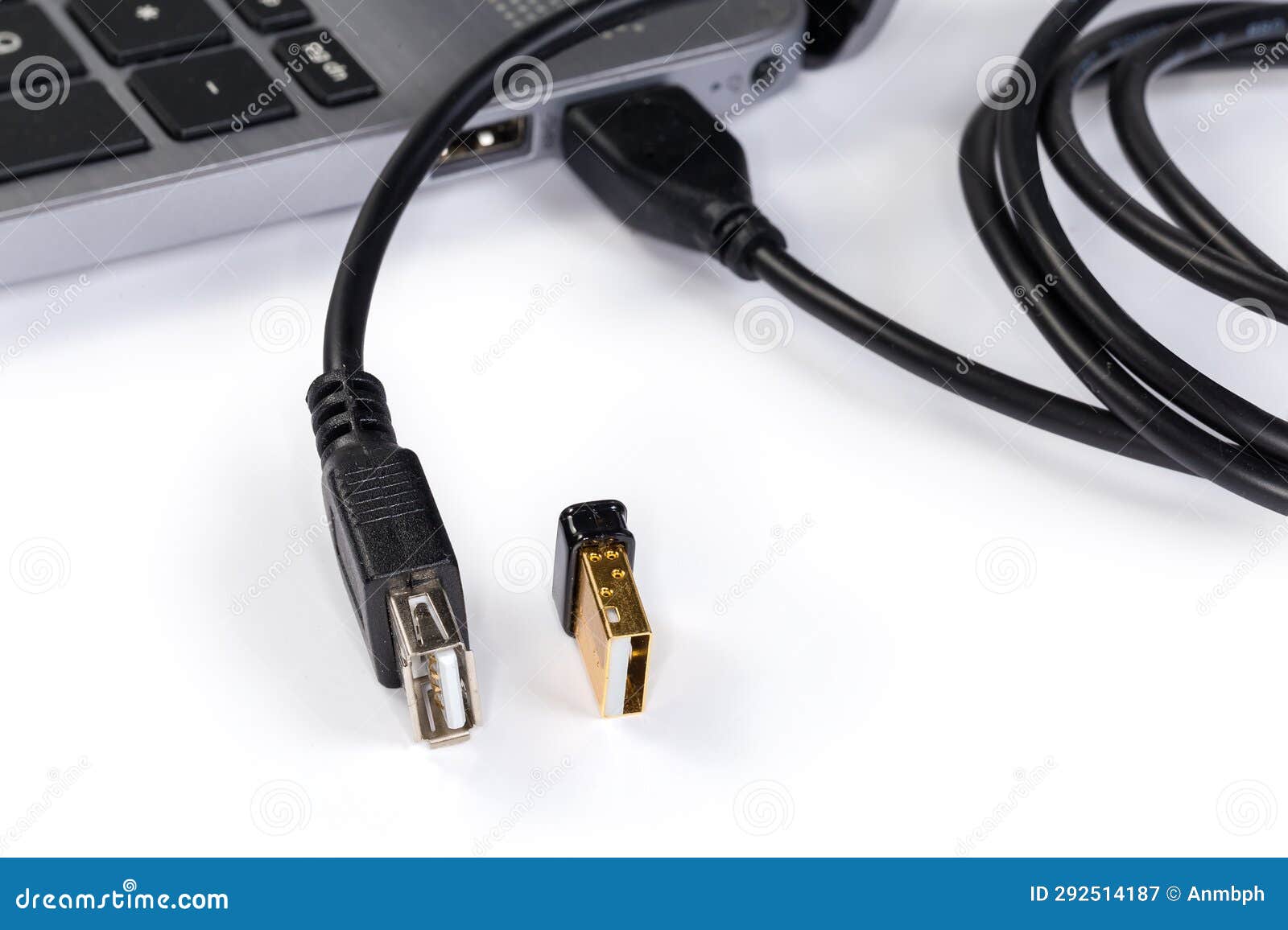 USB Extension Cable Connected To Laptop and USB Device beside Stock ...