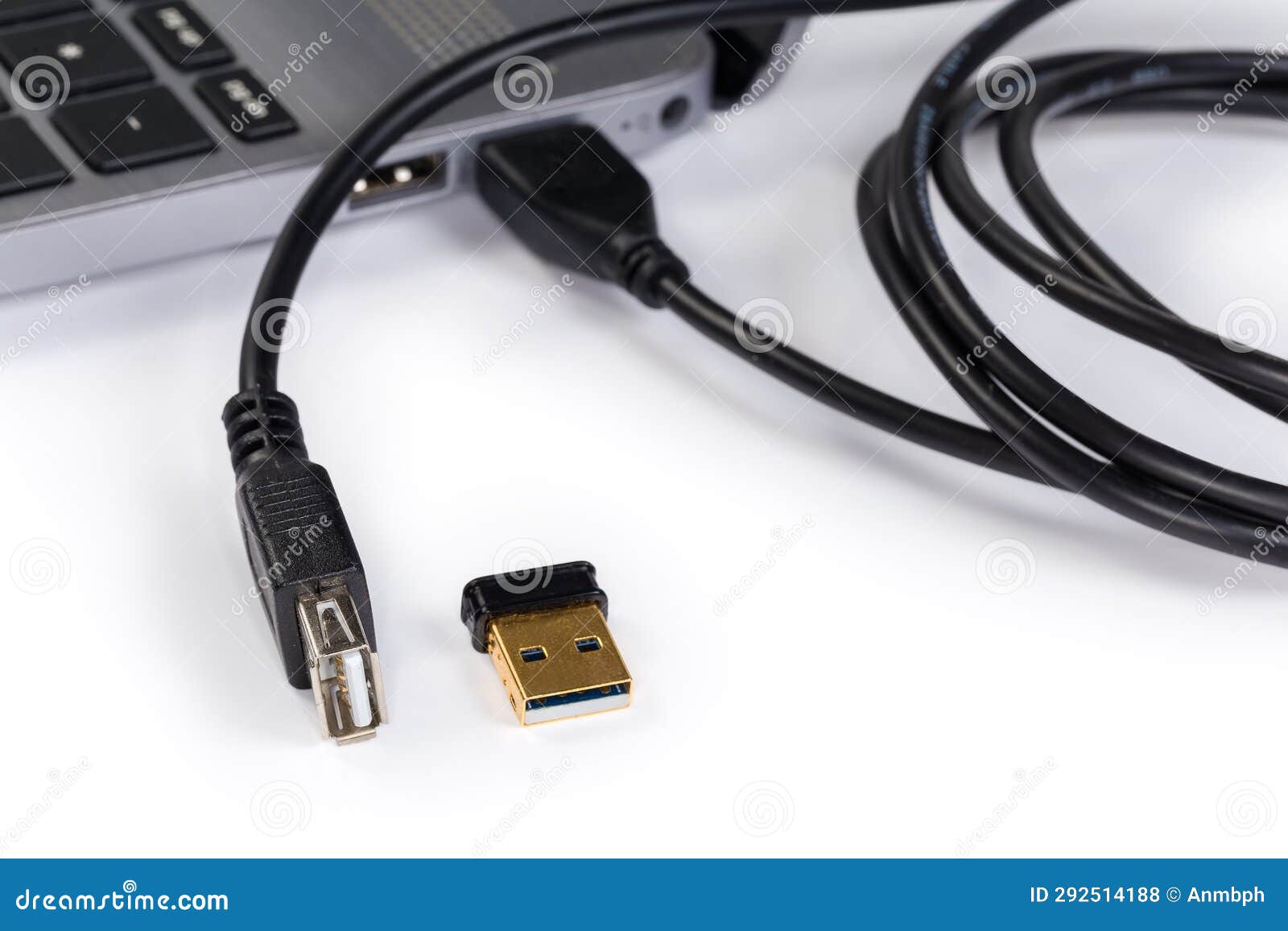 USB Extension Cable Connected To Laptop and USB Device beside Stock ...