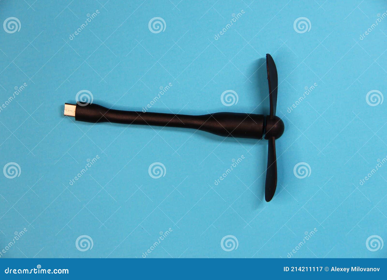 USB fan on blue background stock image. Image of charge - 214211117