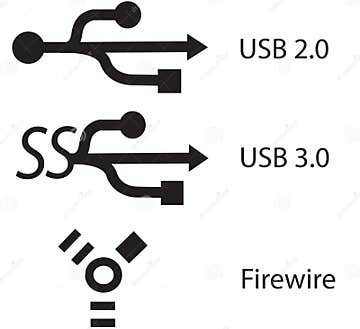 USB 2.0, 3.0 and Firewire Sign Symbol Stock Vector - Illustration of ...