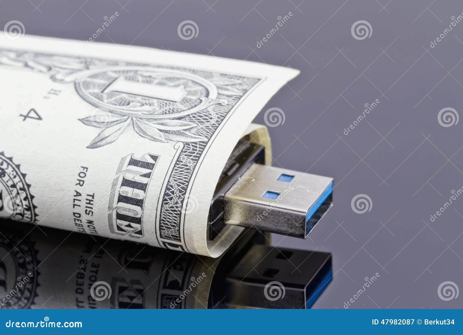 USB flash and dollar stock image. Image of money, storage - 47982087