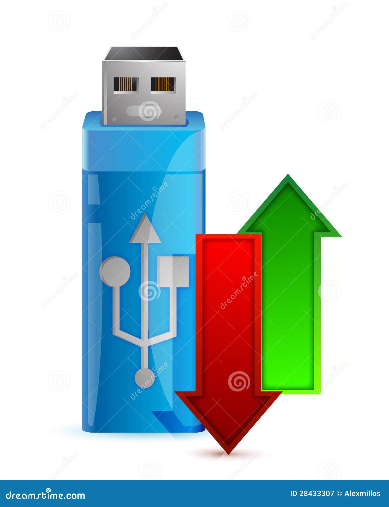 USB flash drive and arrow stock illustration. Illustration of color ...