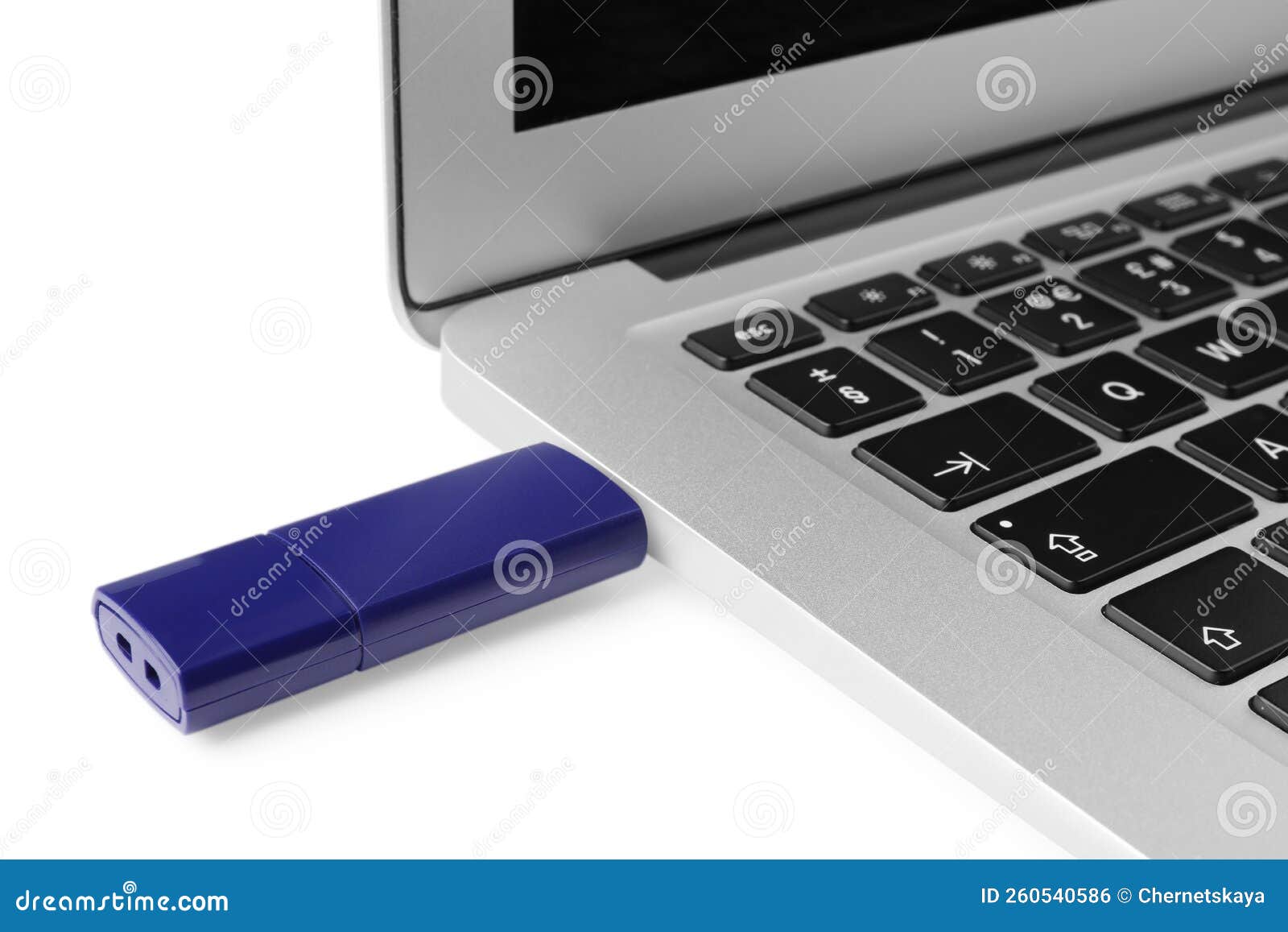 Usb Flash Drive Attached into Laptop on White Background Stock Photo ...