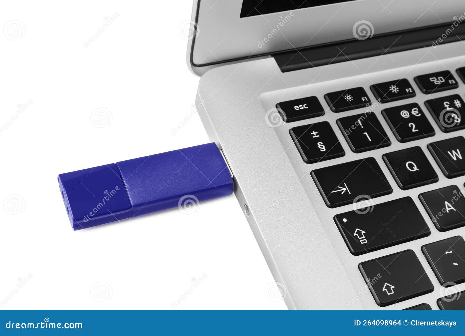 Usb Flash Drive Attached into Laptop on White Background Stock Photo ...