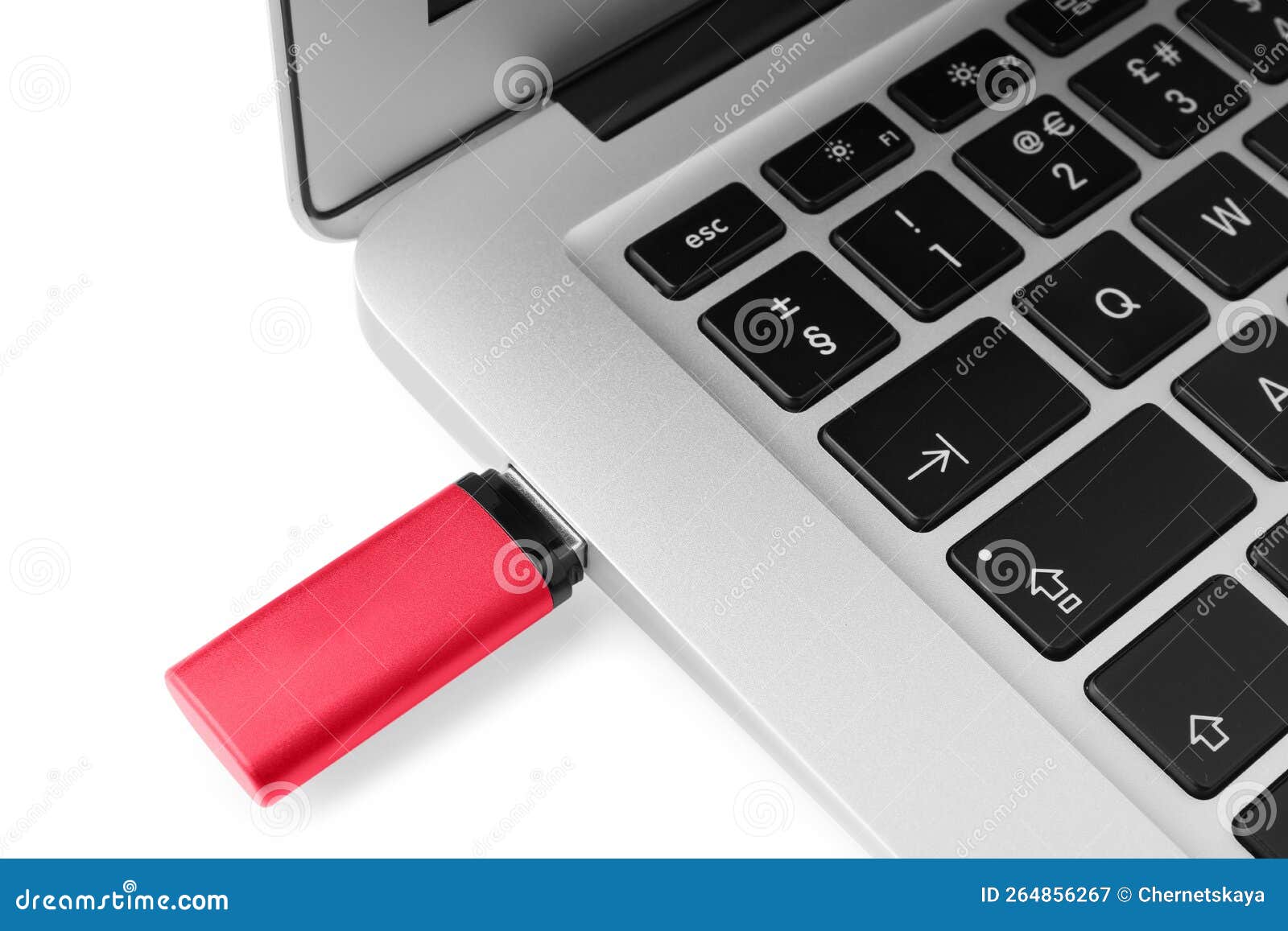 Usb Flash Drive Attached into Laptop on White Background Stock Image ...