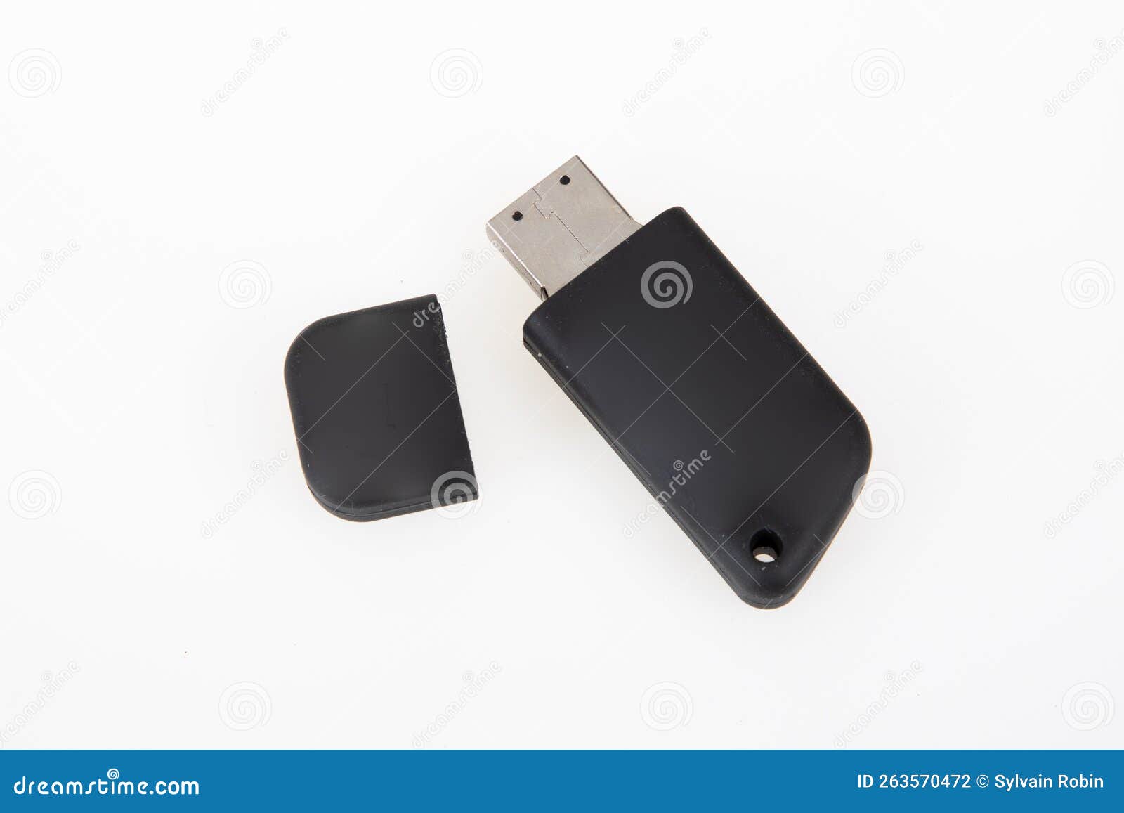 USB Flash Drive Black Key Open Cap Lid Memory Stick on White Background ...