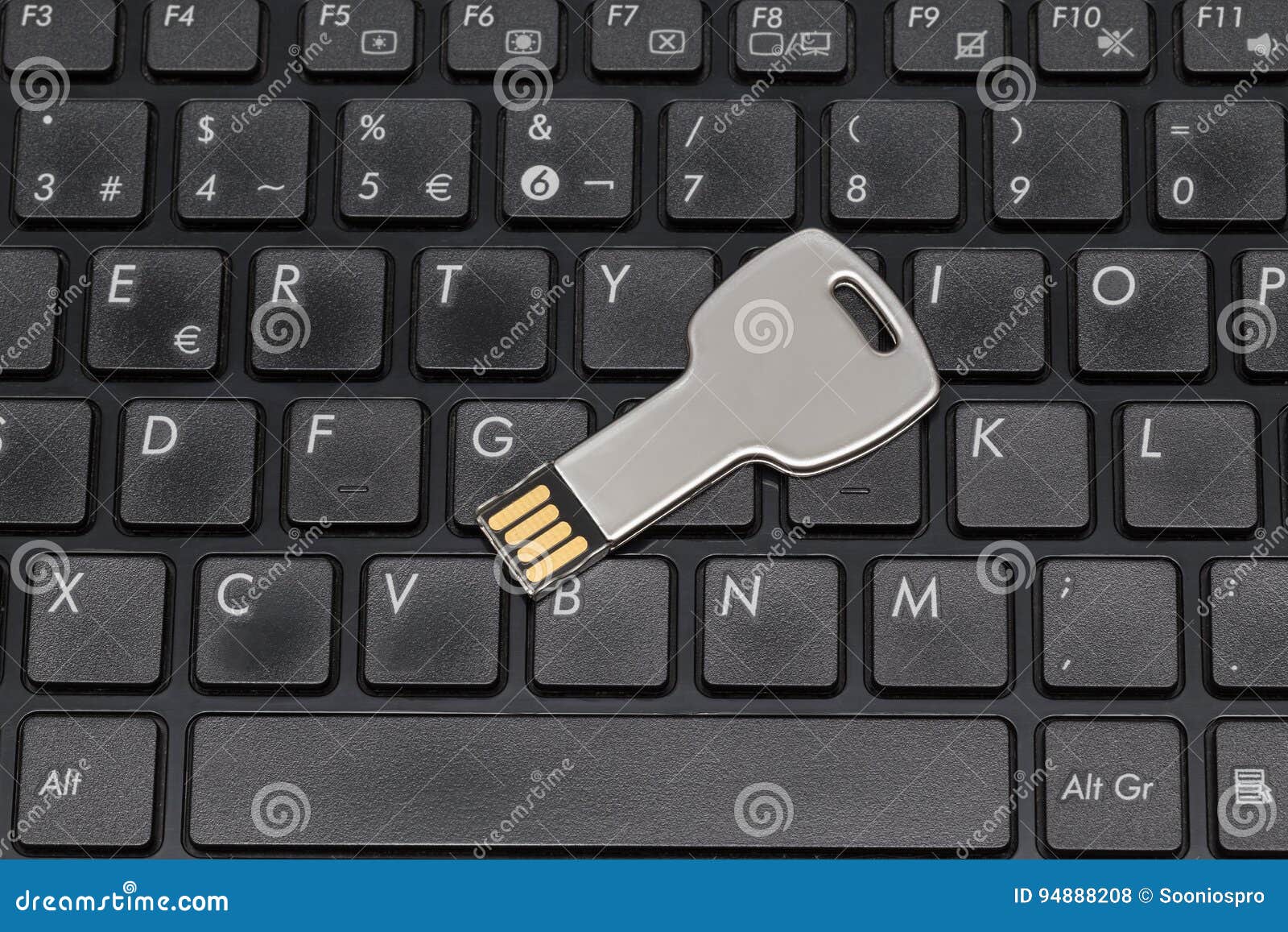 USB Flash Drive on a Black Keyboard. Key Stock Photo - Image of save ...