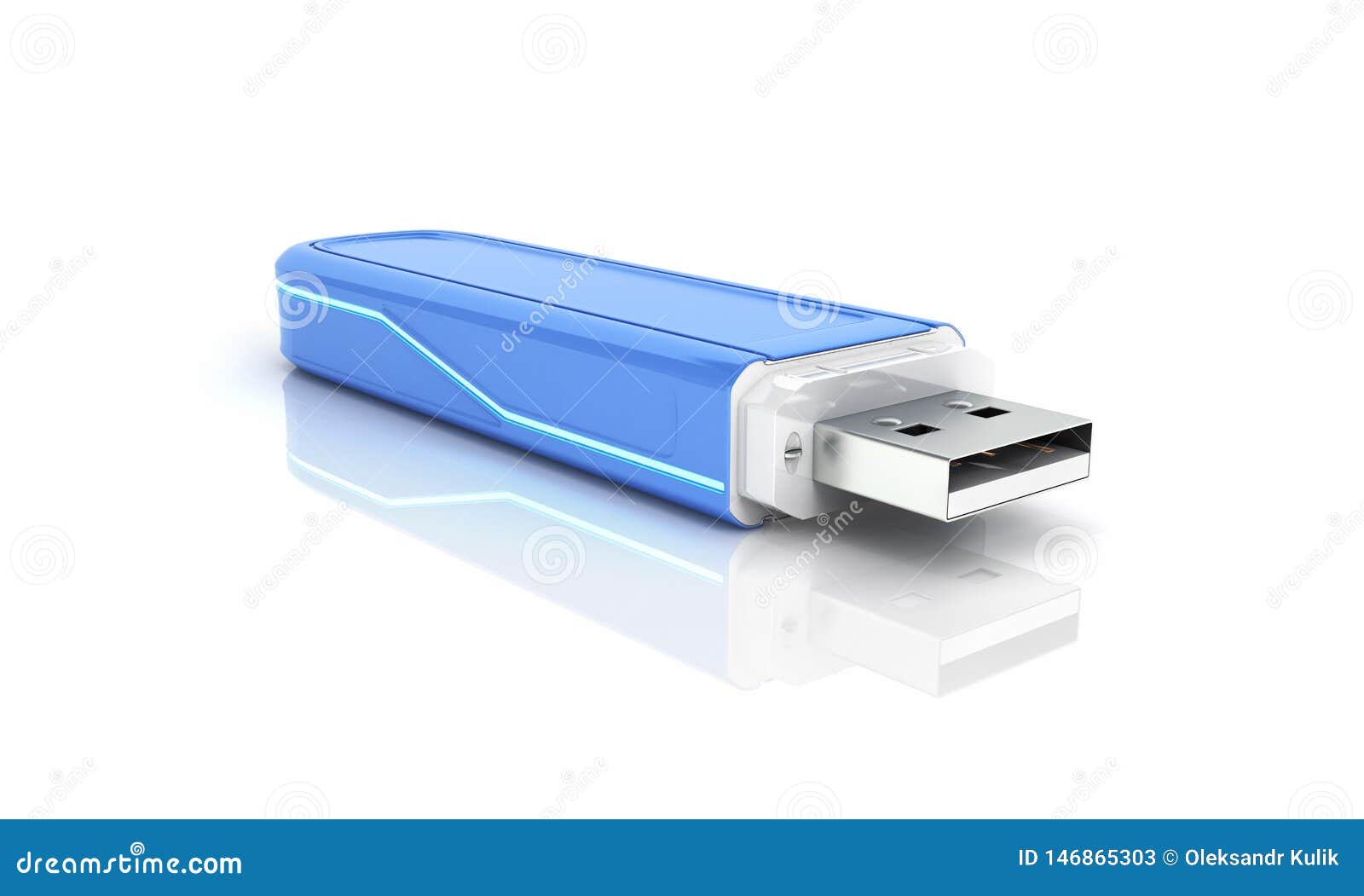 USB Flash Drive in Blue with Backlight Isolated on White Background ...