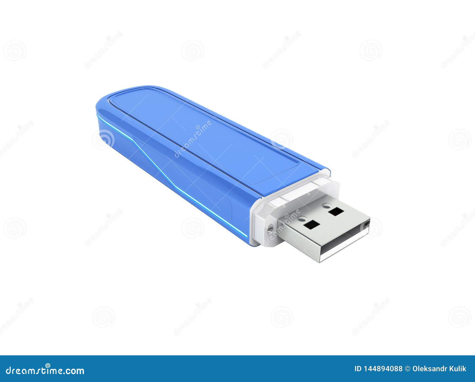 USB Flash Drive in Blue with Backlight without Shadow on White ...