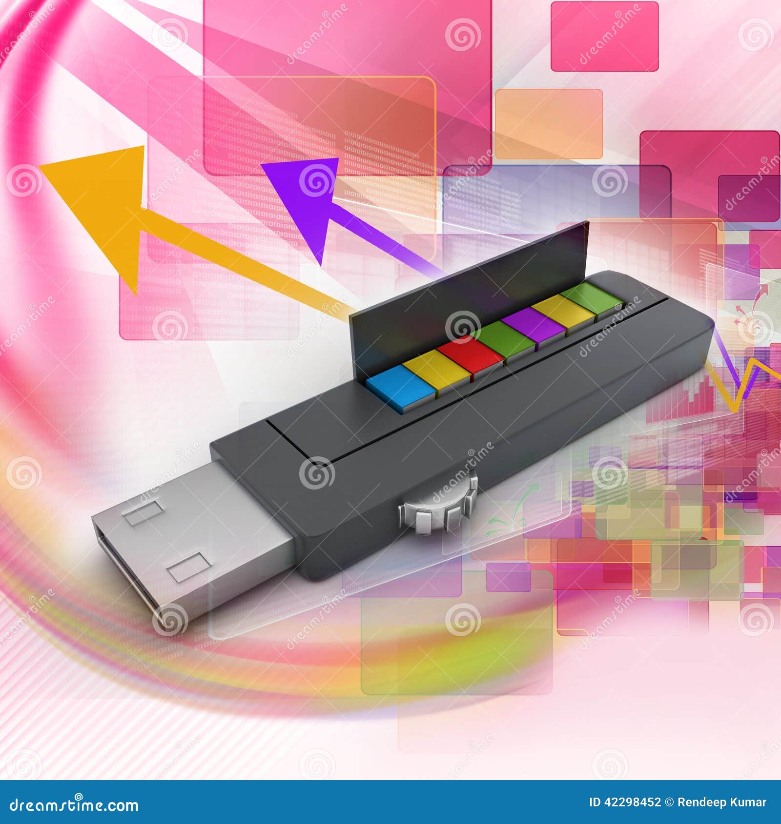 Usb flash drive and books stock illustration. Illustration of drive ...