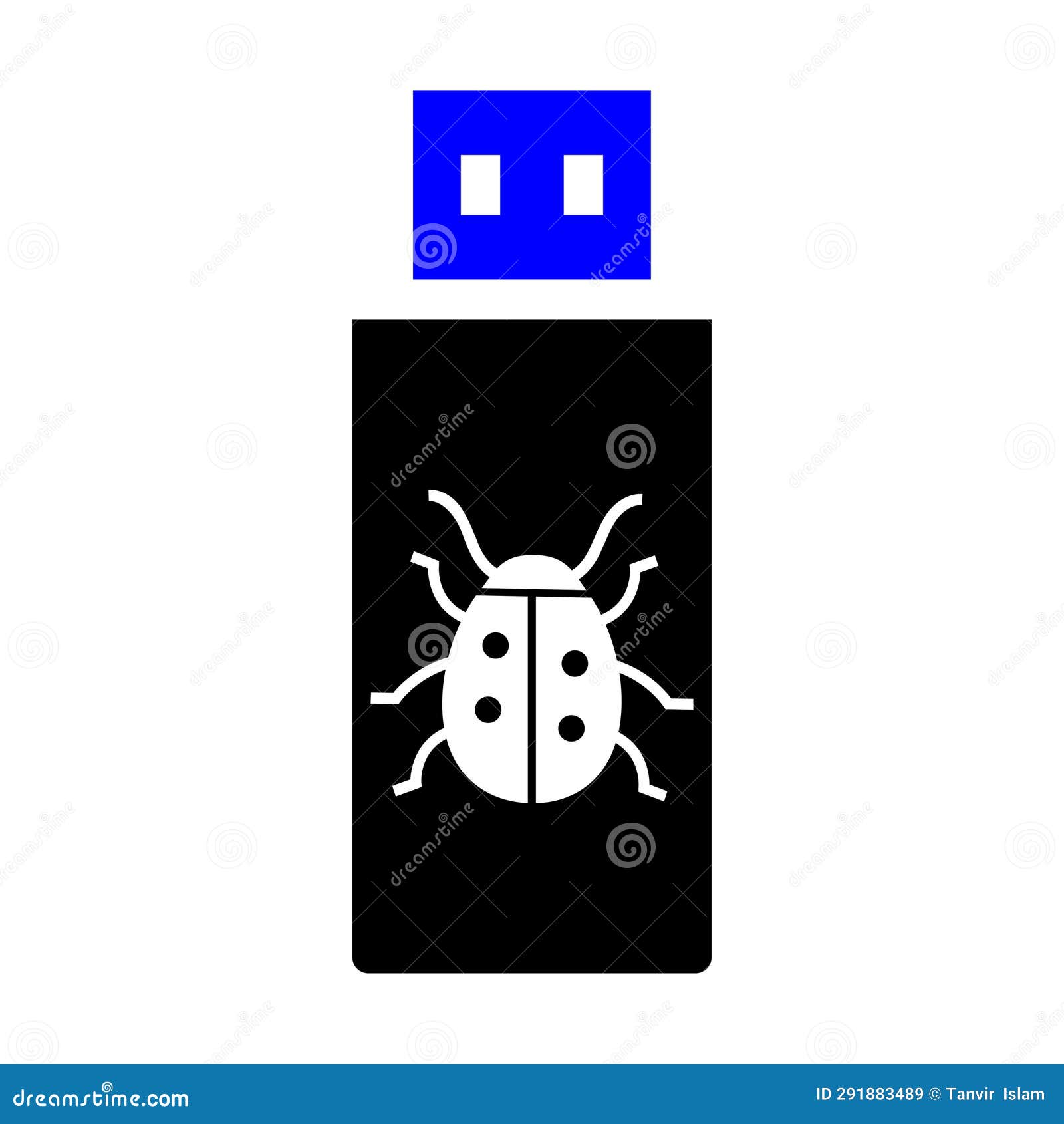 USB Flash Drive Bug Icon stock illustration. Illustration of designed ...