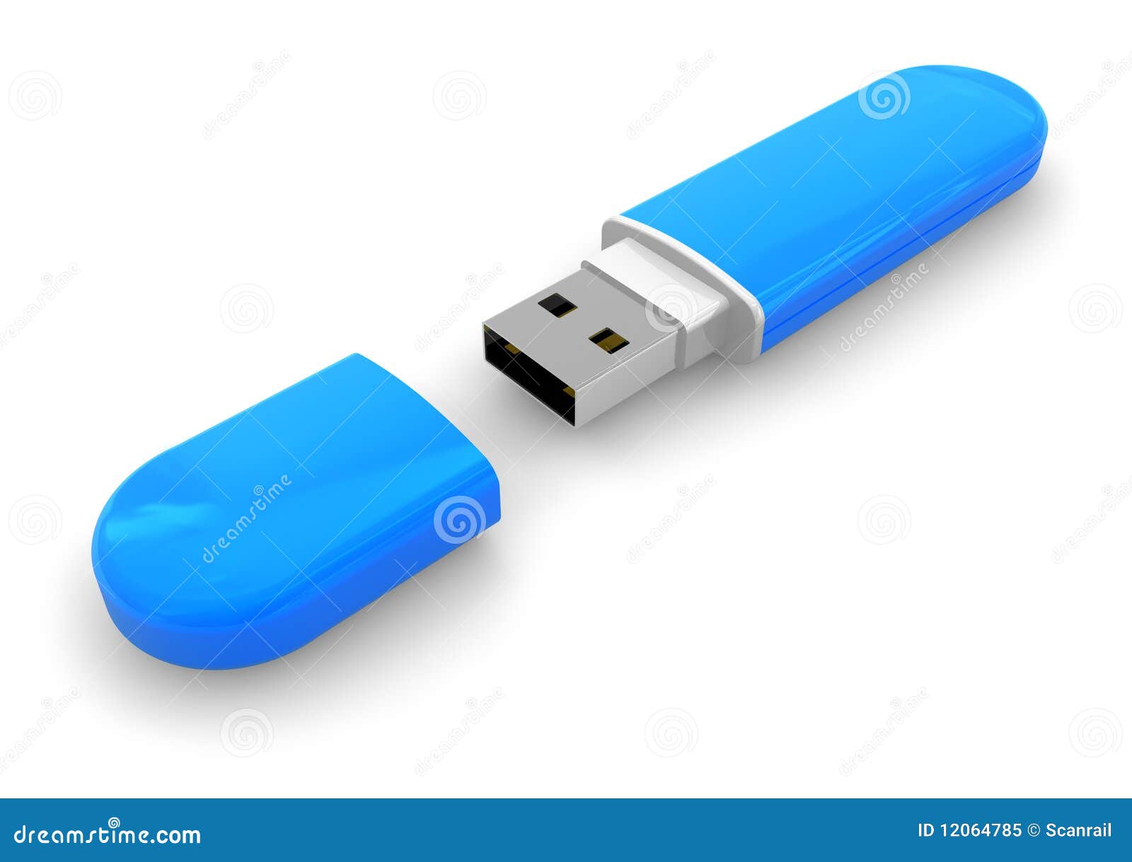 USB flash drive with cap stock illustration. Illustration of device ...