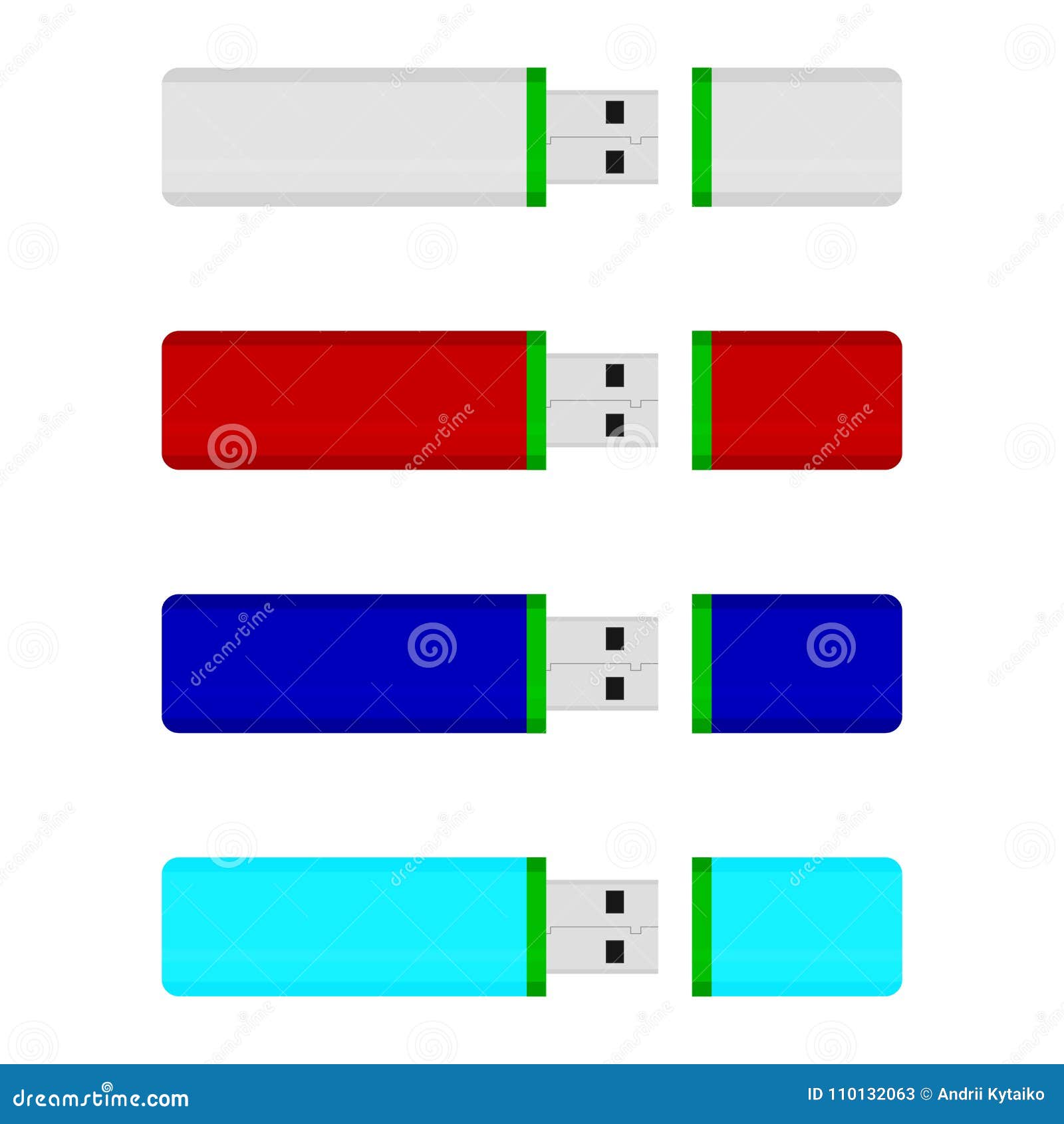 USB Flash Drive Colored Collection Vector Stock Vector - Illustration ...