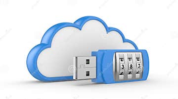 USB Flash Drive with Combination Lock and Cloud Stock Illustration ...