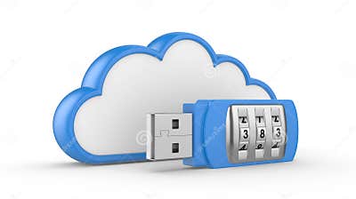 USB Flash Drive with Combination Lock and Cloud Stock Illustration ...