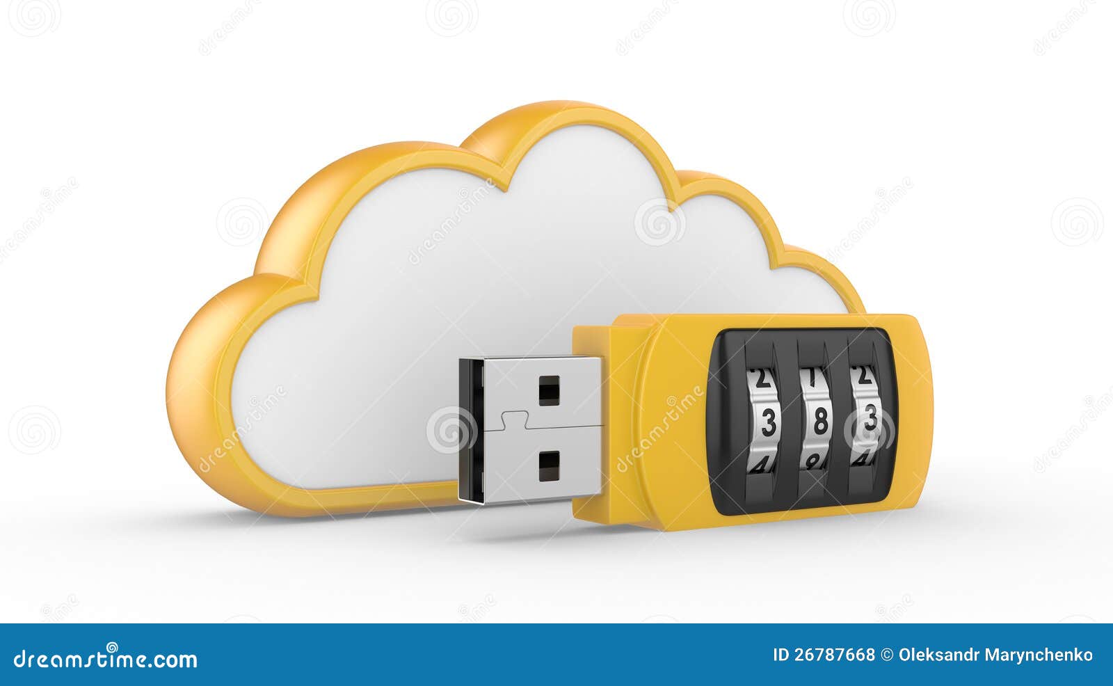 USB Flash Drive with Combination Lock and Cloud Stock Illustration ...