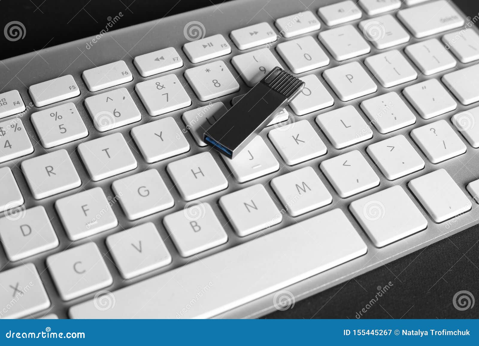 USB Flash Drive on Computer Keyboard Stock Image - Image of information ...