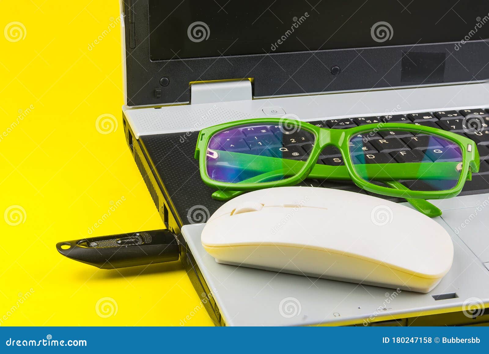 USB Flash Drive Connected To a Laptop Computer Close-up Stock Photo ...