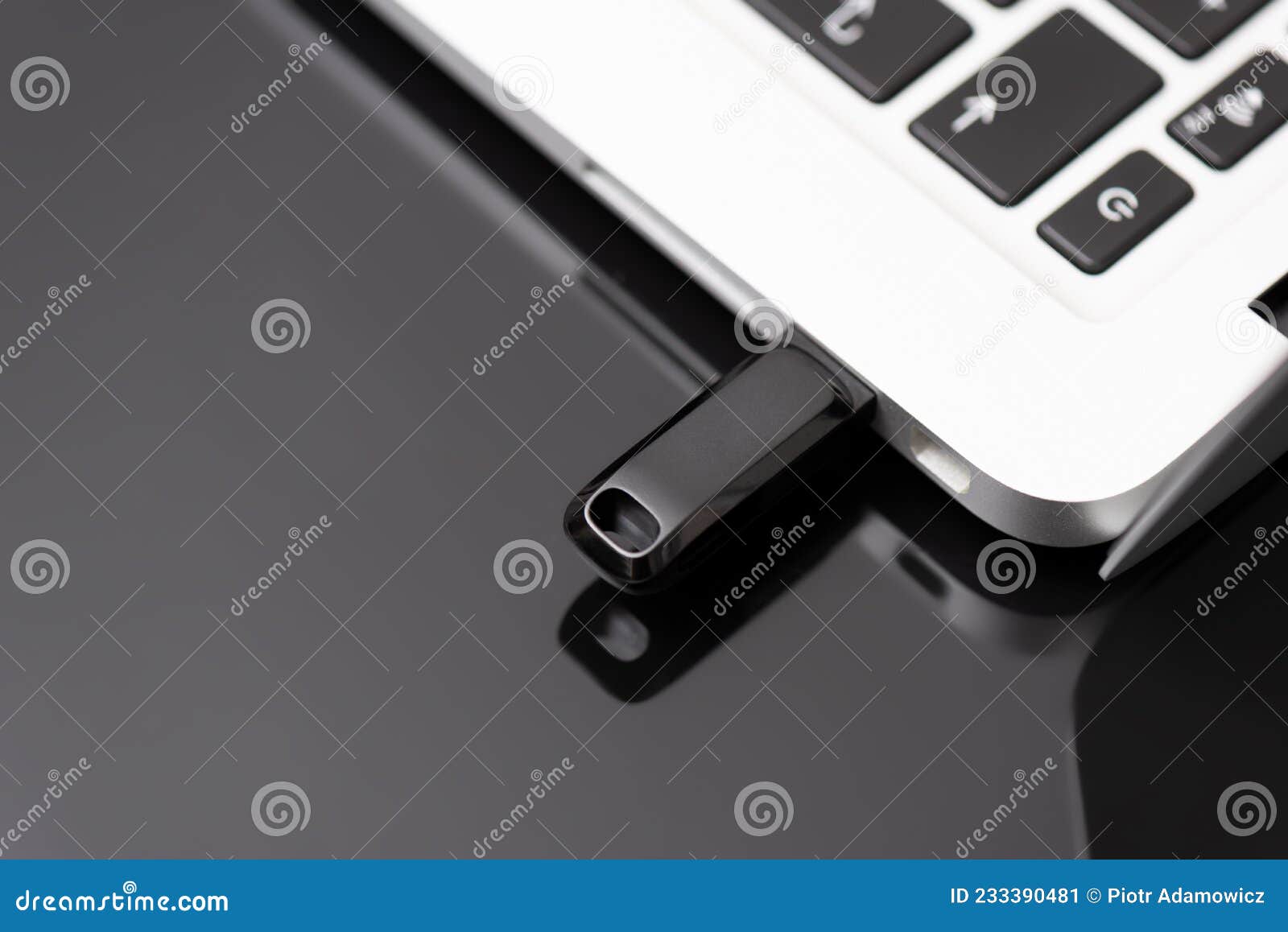 USB Flash Drive Connected To the Laptop`s USB Socket Stock Image ...