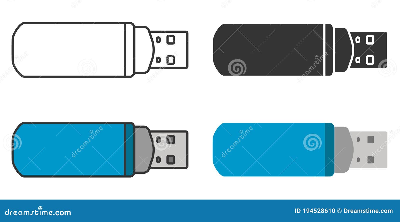 Usb Flash Drive in Different Styles. Stock Vector - Illustration of ...