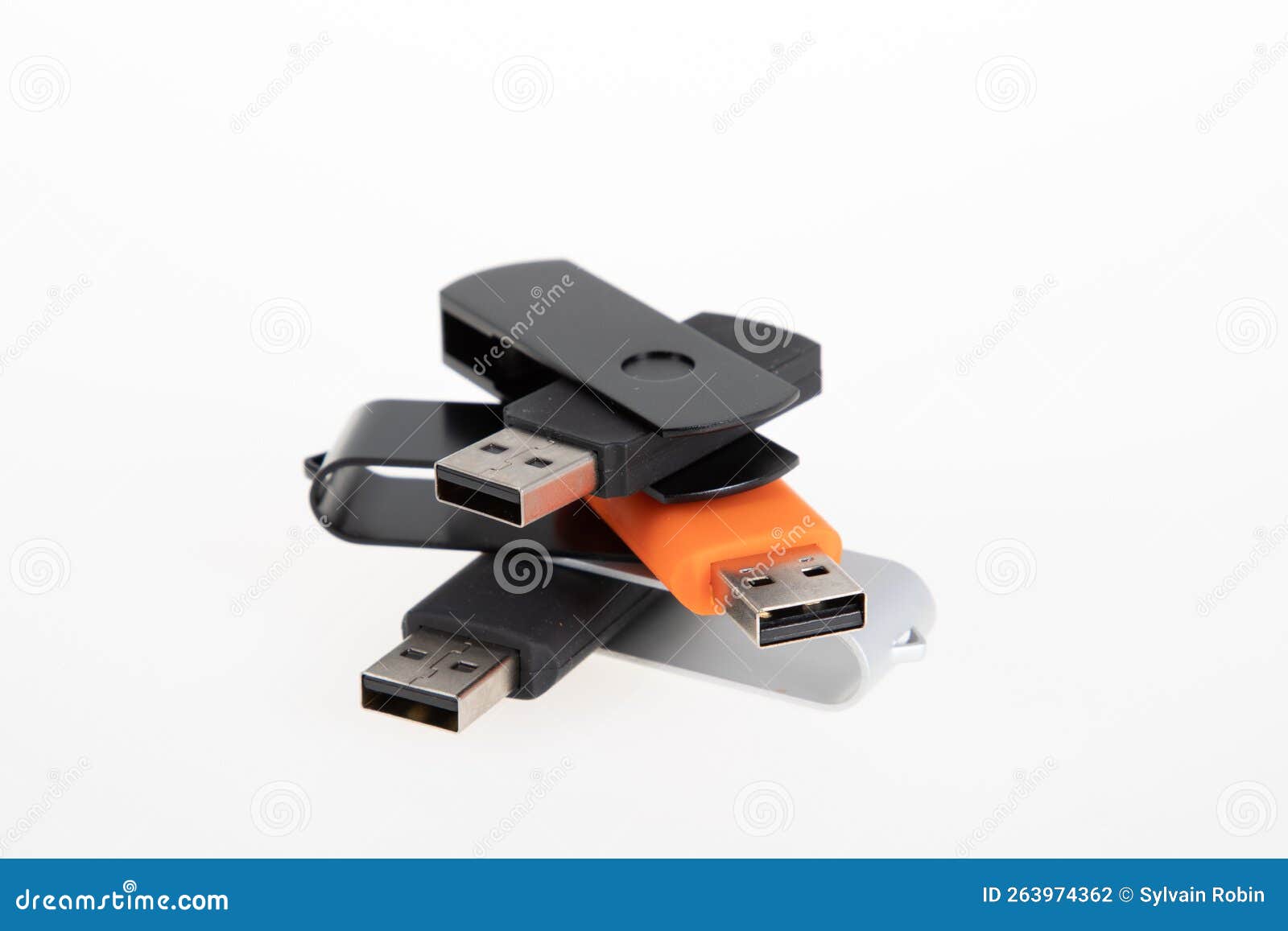 USB Flash Drive Different Usb Keys Stacked in Placed Pyramid on White ...